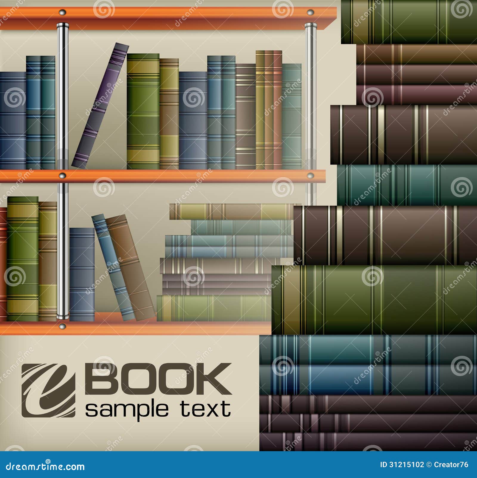 Book stacks on shelf stock vector. Illustration of stack - 31215102