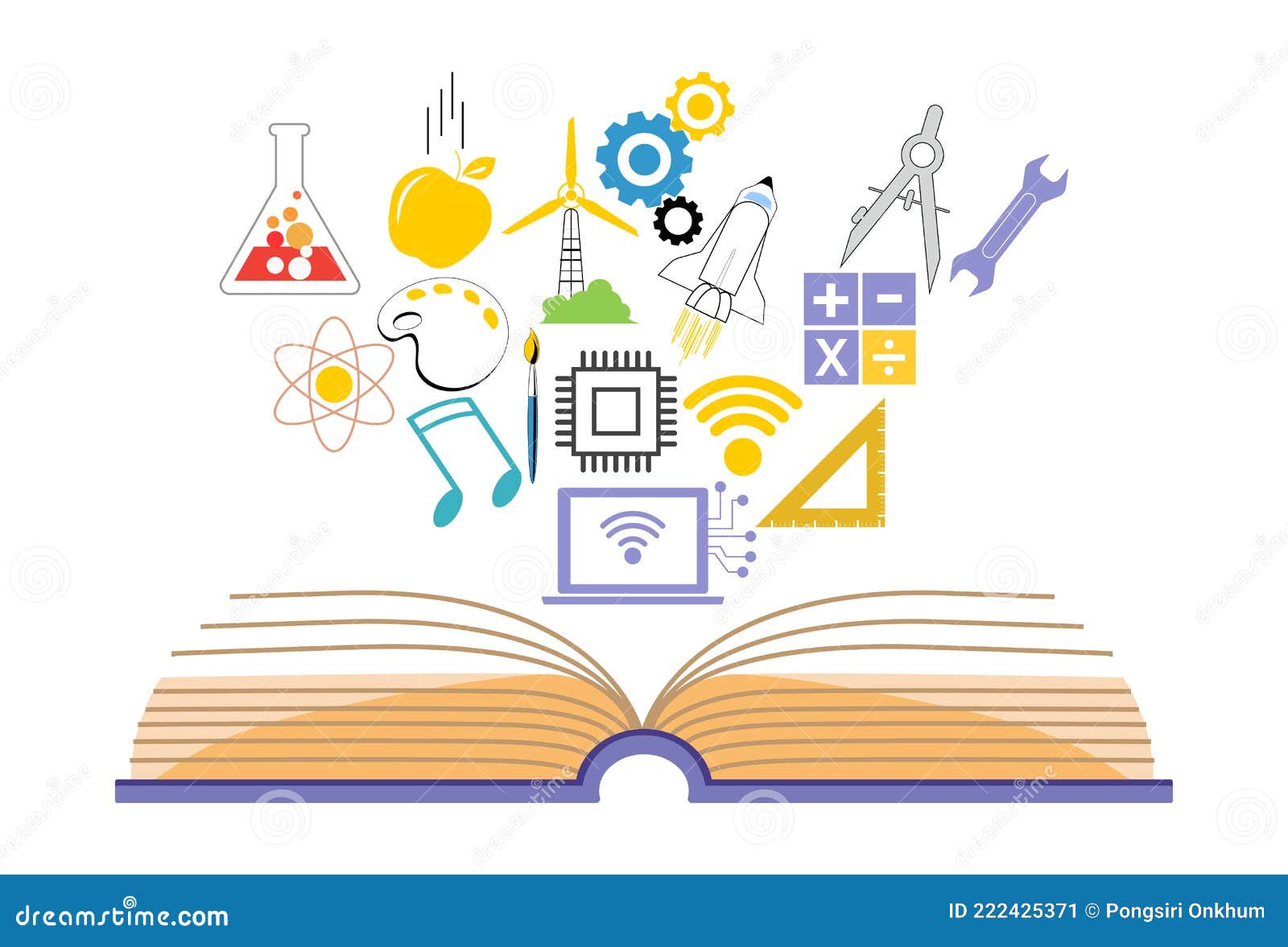 Book. and STEAM Education Icon Stock Vector - Illustration of physics ...