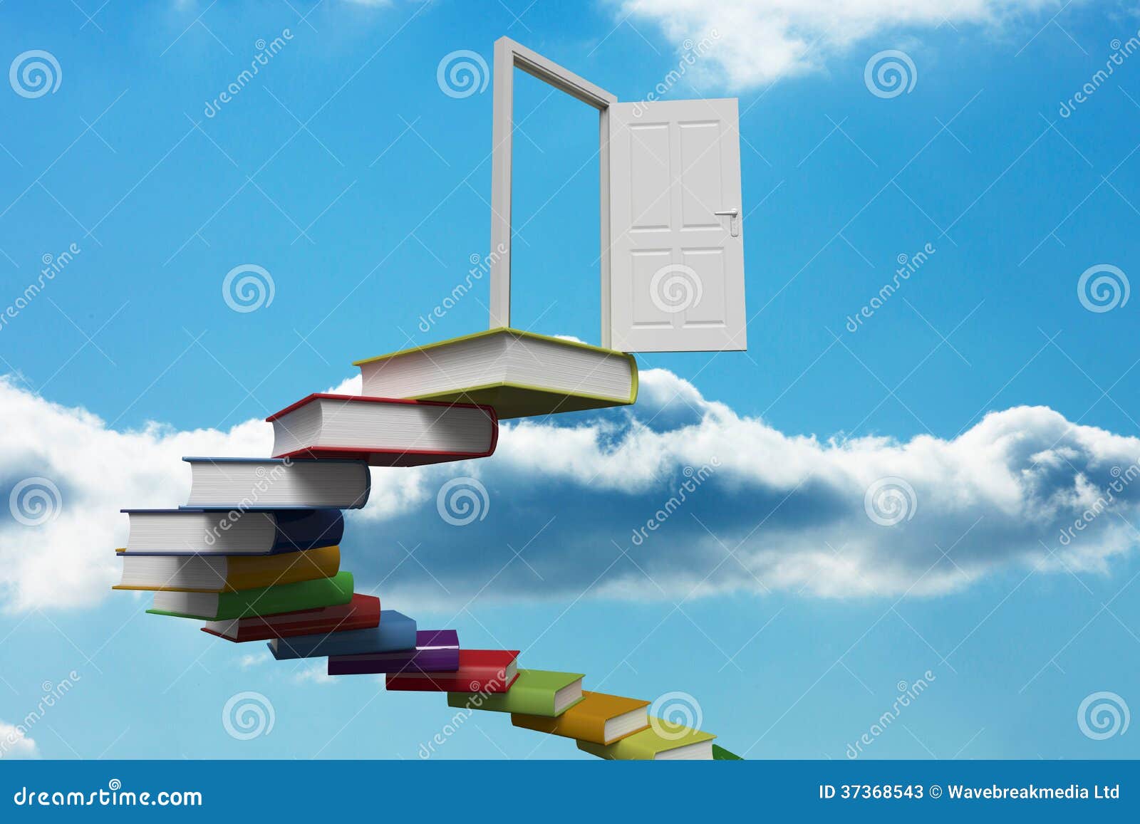 Book steps leading to door stock illustration. Illustration of bright ...