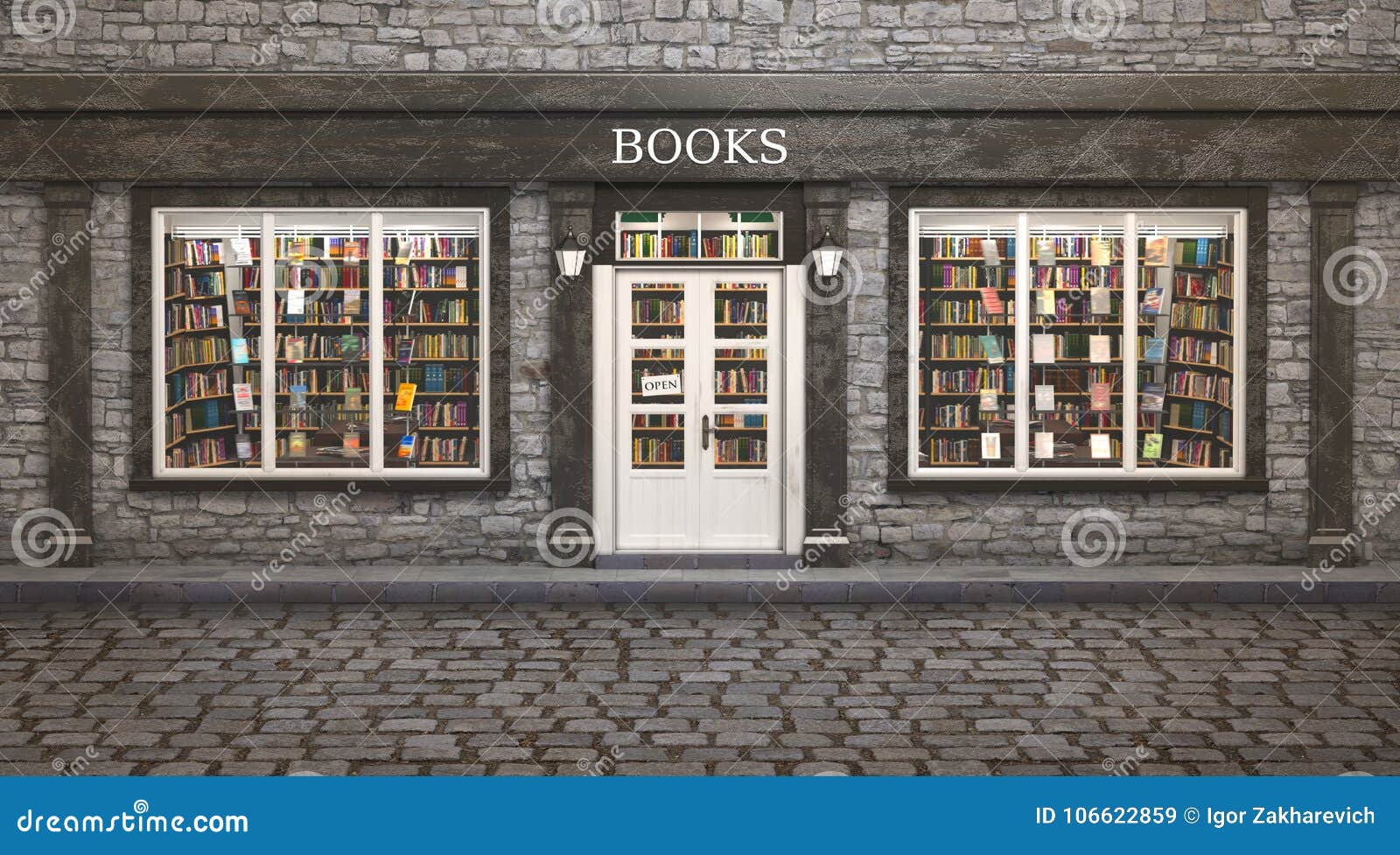 Book Store Exterior, 3d Illustration Stock Illustration - Illustration ...