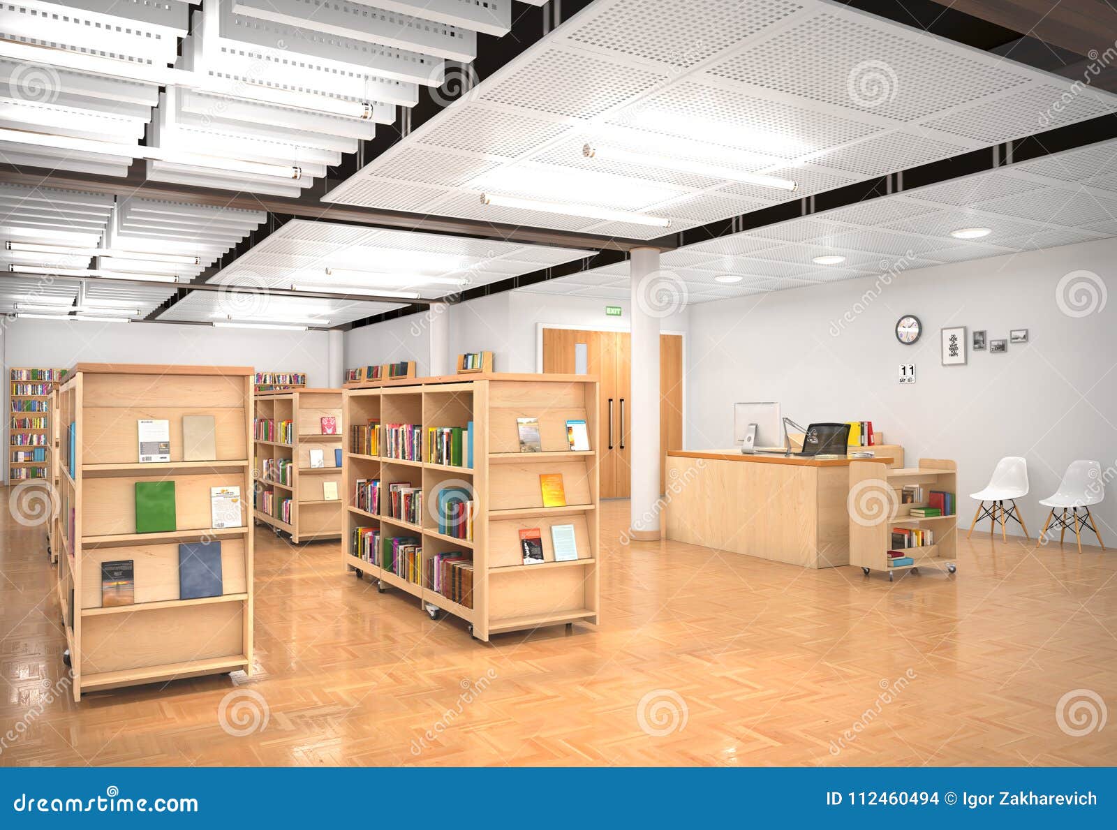 Book Store Interior. 3d Illustration Stock Illustration - Illustration ...