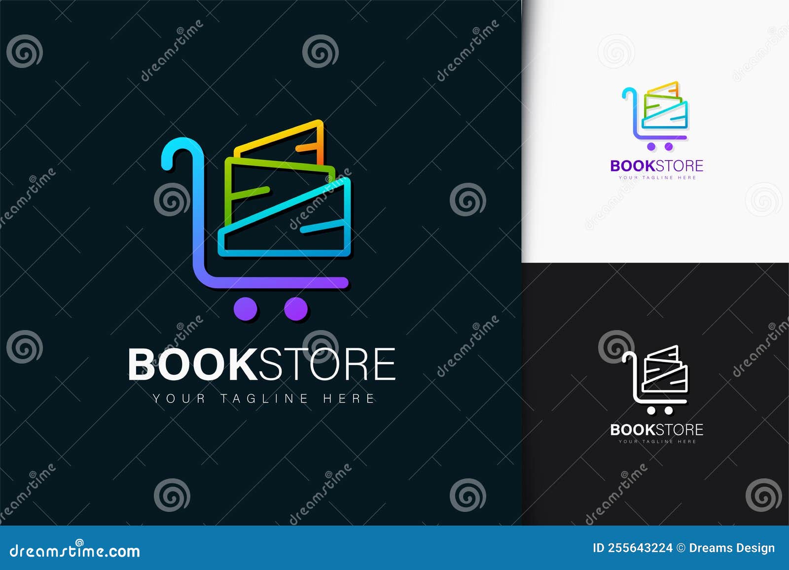 Book Store Logo Design with Gradient Stock Vector - Illustration of ...