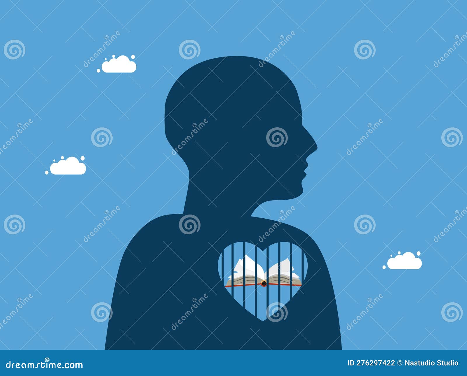 The Book is Stuck in the Prison of the Heart. Knowledge in Mind Stock ...