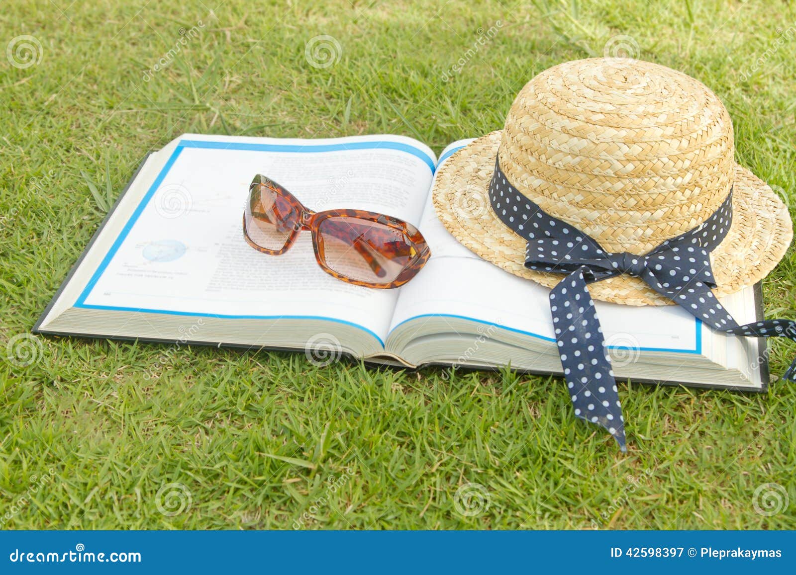 Book and Sunglasses with Straw Hat Stock Image - Image of rest ...