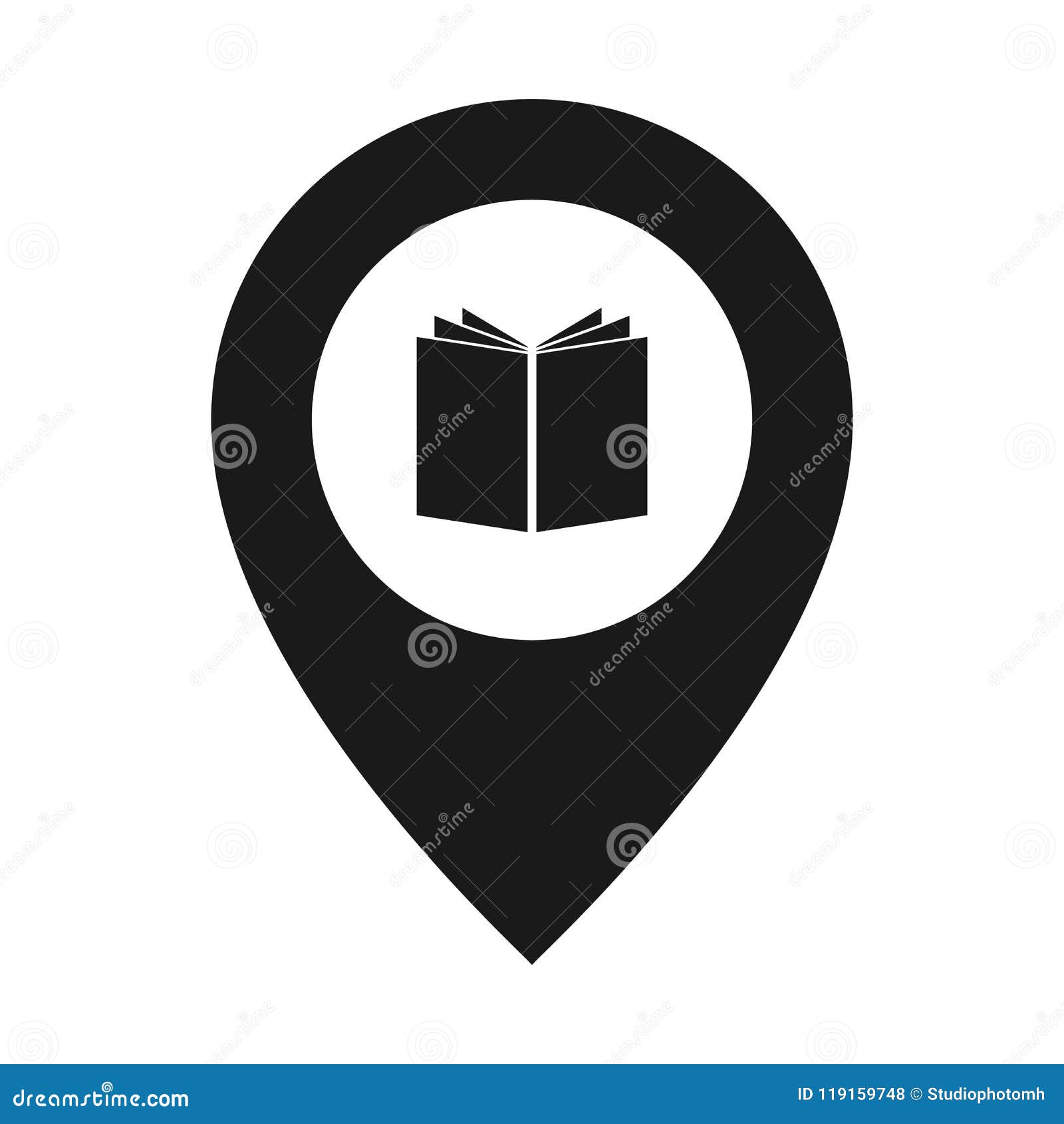 Book Symbol on the Map. Pin Location Stock Vector - Illustration of ...