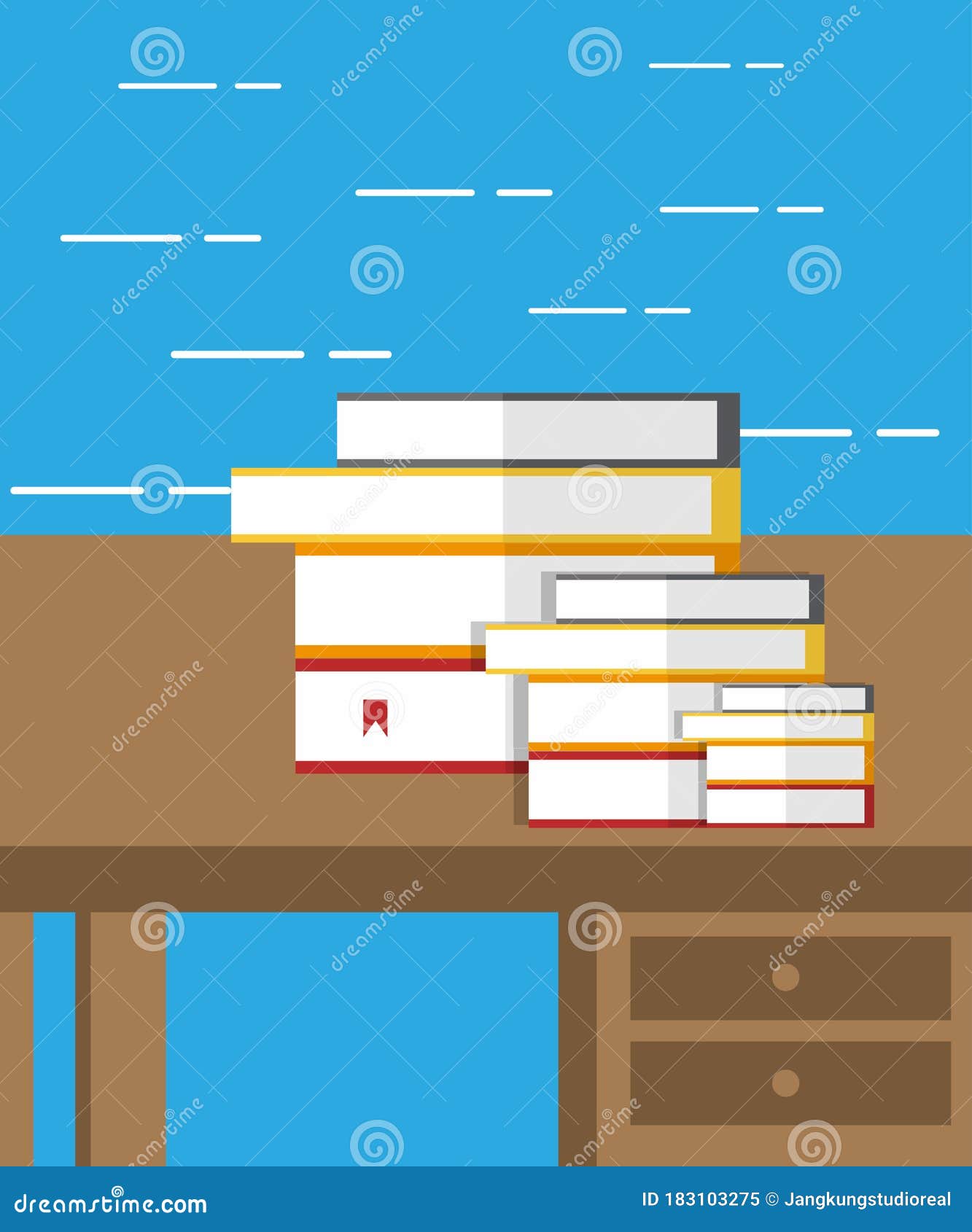 Book on table stock vector. Illustration of books, coffee - 183103275