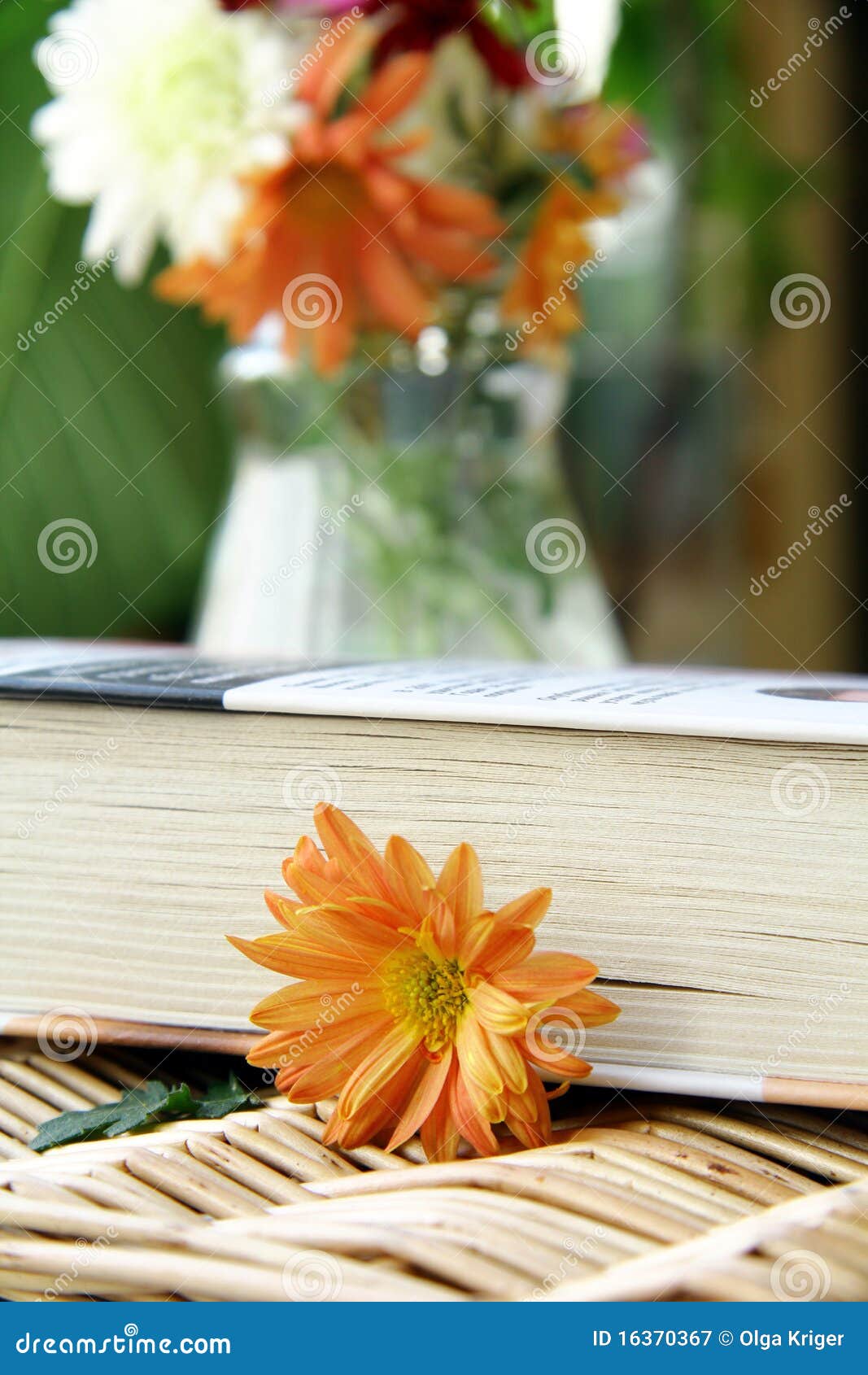 Book On A Table With Flowers Picture. Image: 16370367
