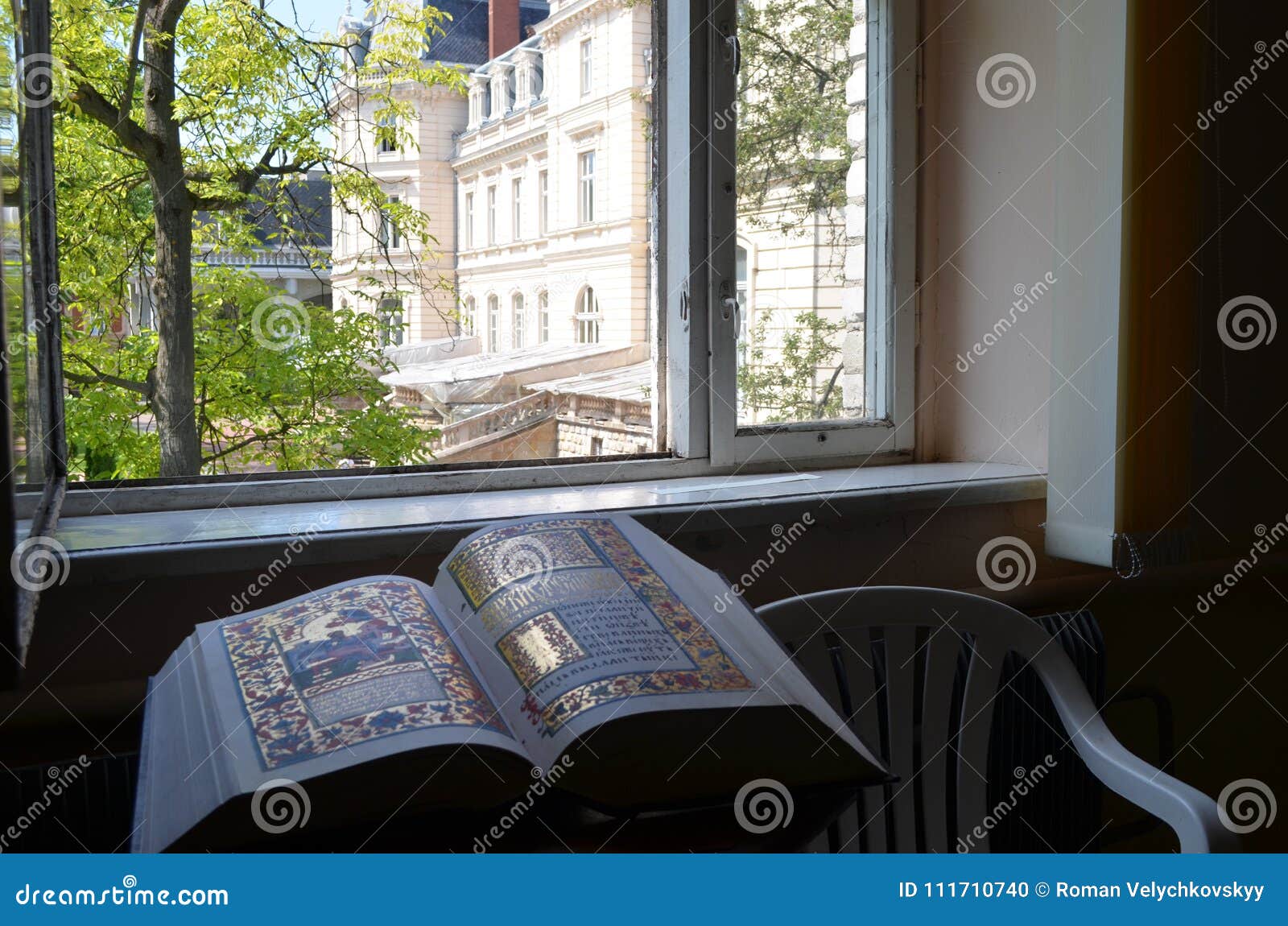 Book on the Table in Front of the Window Stock Photo - Image of window ...