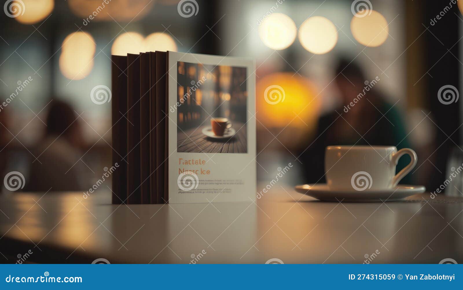 Book on the Table Modern Minimal Cafe. Generative AI Stock Illustration ...