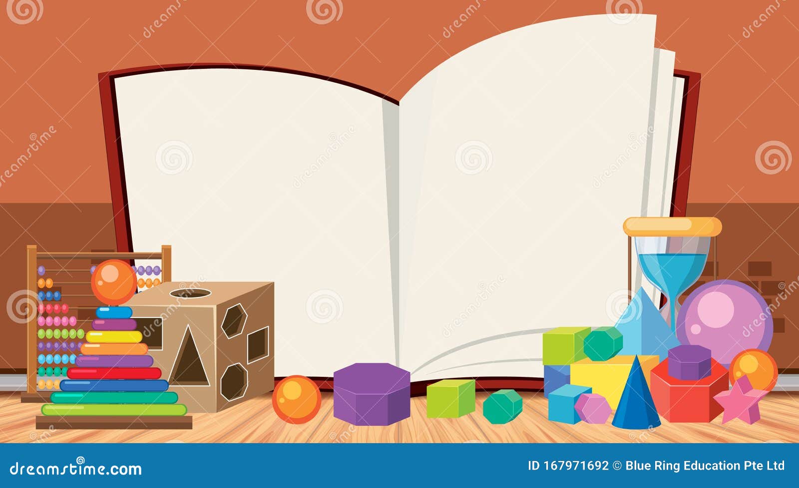 Book Template with Many Toys Stock Vector - Illustration of scene ...