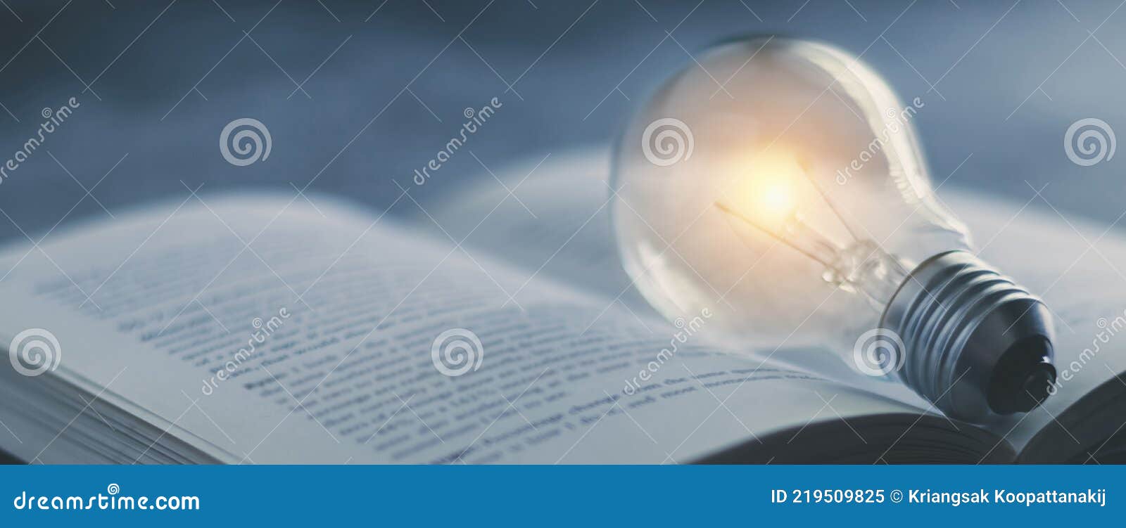 Book or Textbook with Glowing Light Bulb. Self Learning or Education ...