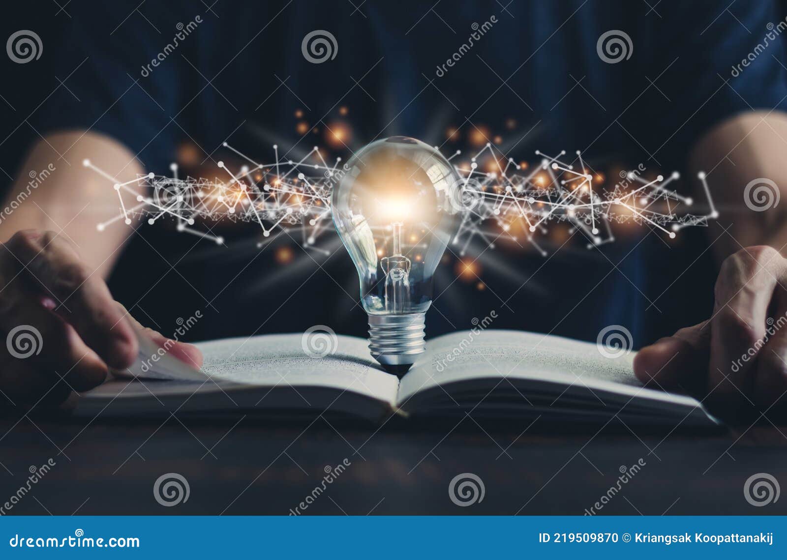 Book or Textbook and Glowing Light Bulb. Self Learning or Education ...