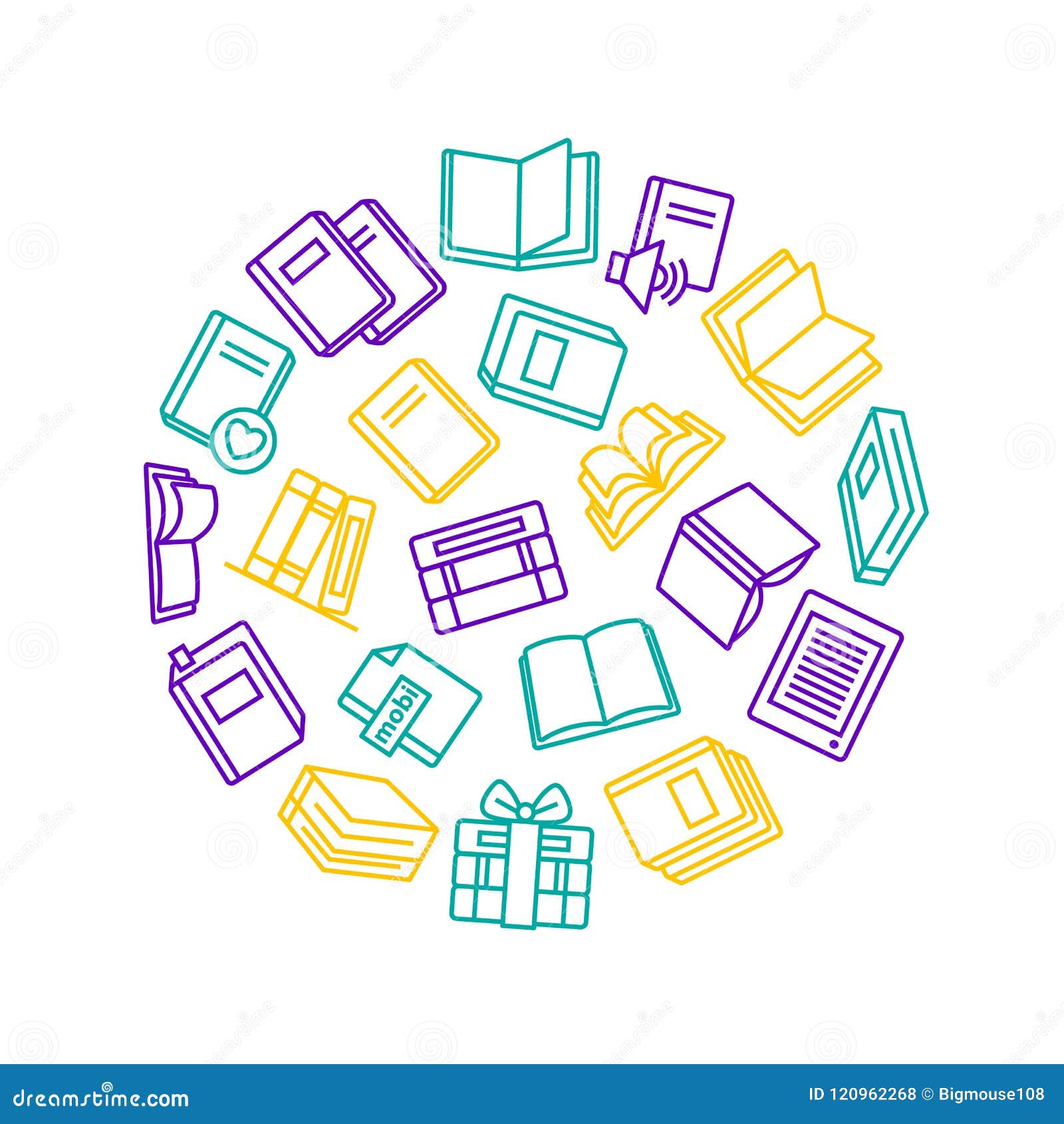 Book Thin Line Round Design Template. Vector Stock Vector ...