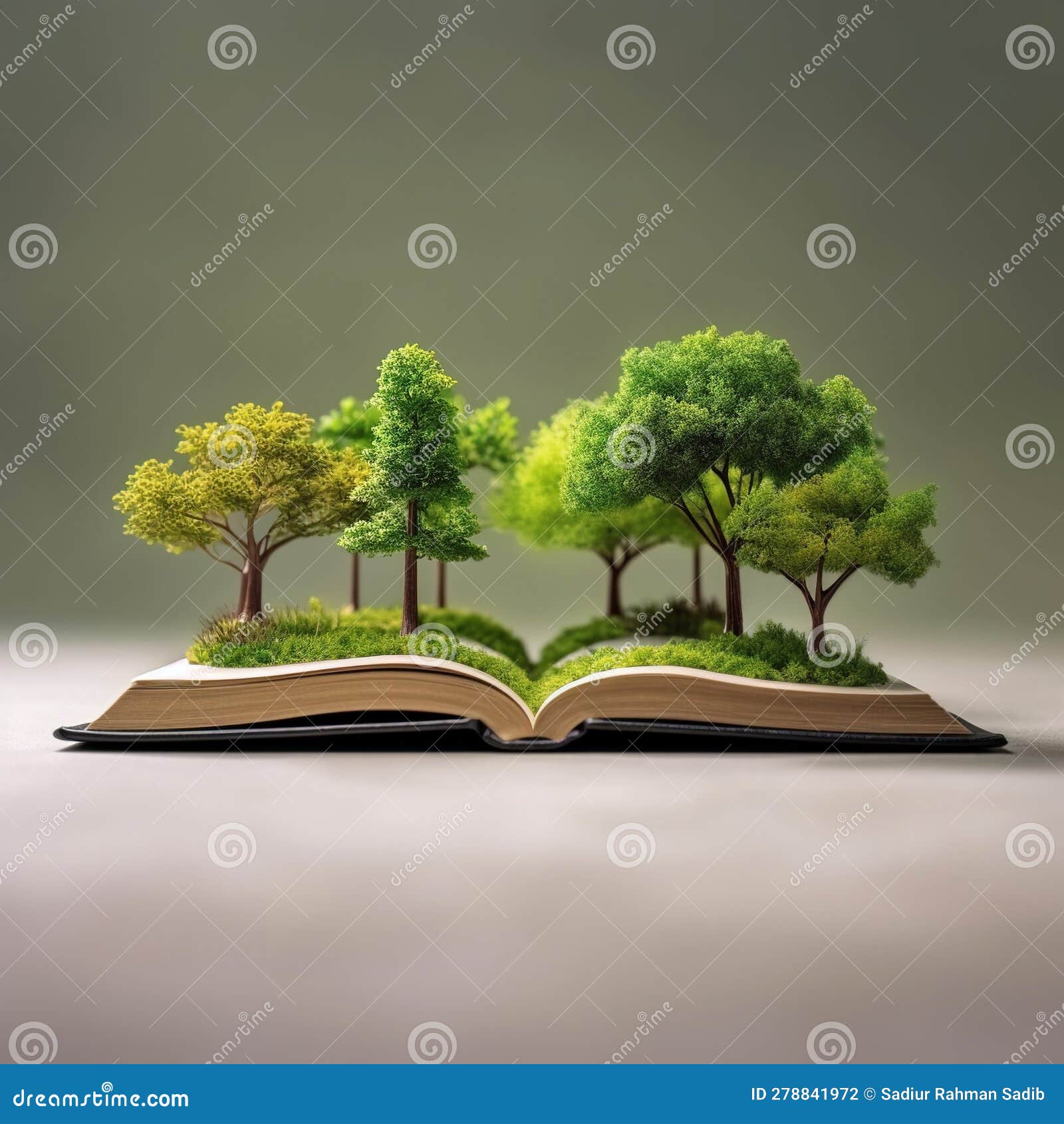 Book and Tree. Abstract Green Trees and Ground in Book Stock ...