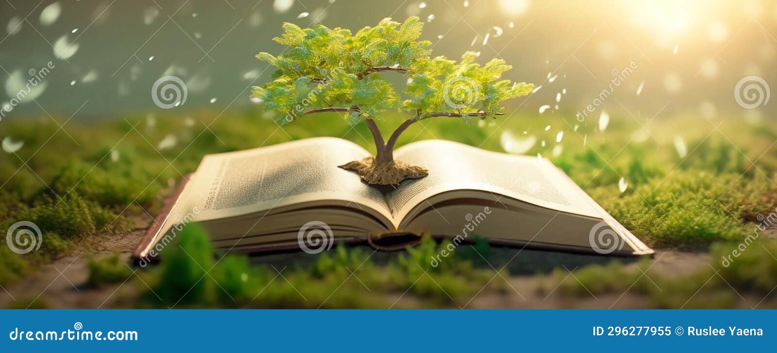 Book Tree a Book Image with a Green Tree Growing from Concept: Open ...
