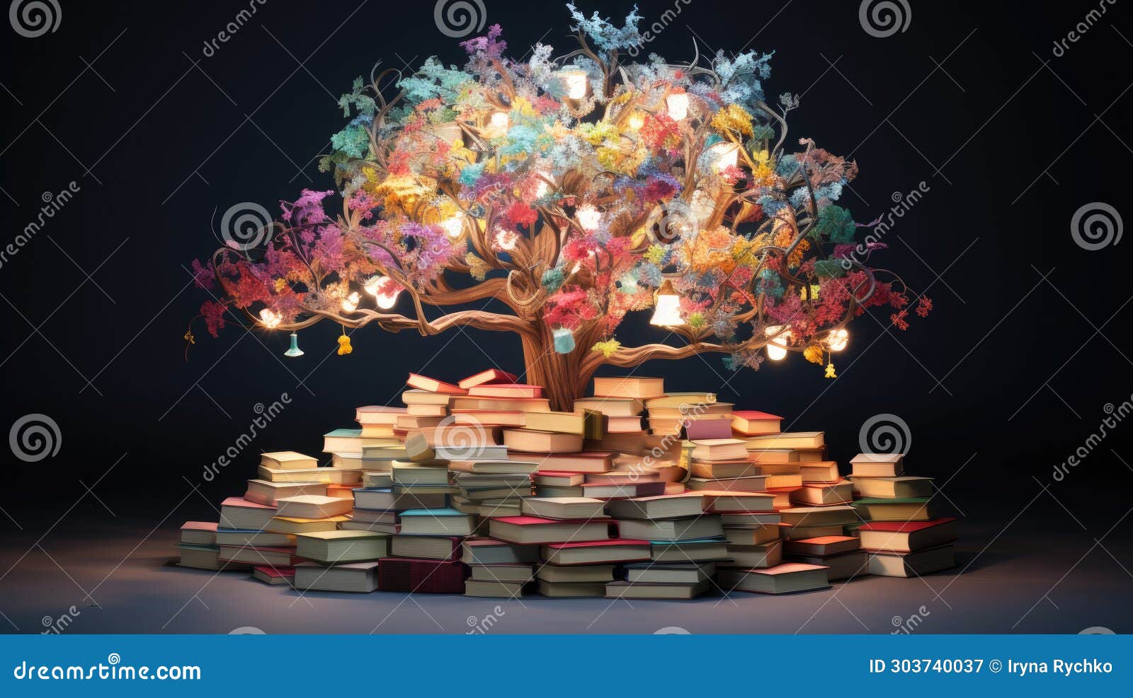 Book Tree, Tree of Knowledge Stock Image - Image of page, text: 303740037