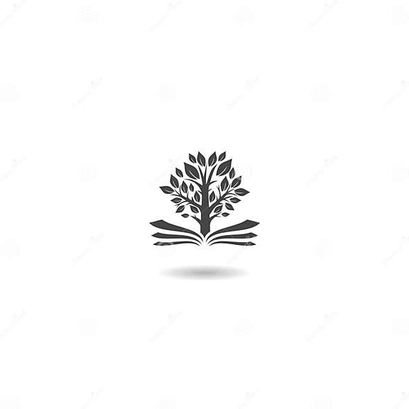 Book Tree Logo Design with Shadow Stock Vector - Illustration of ...