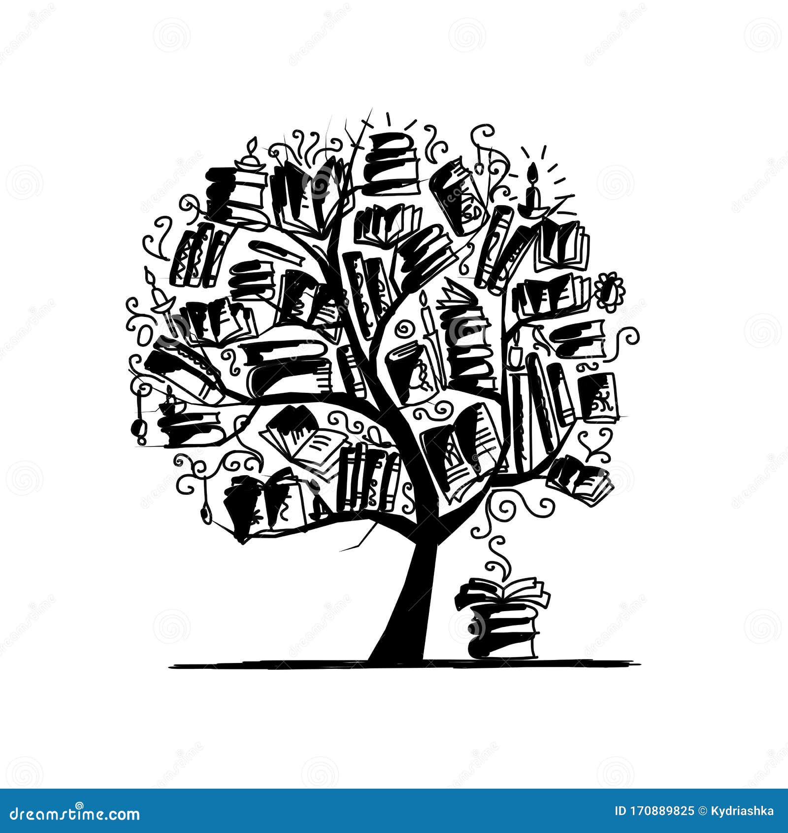Book Tree, Sketch for Your Design Stock Vector - Illustration of ...