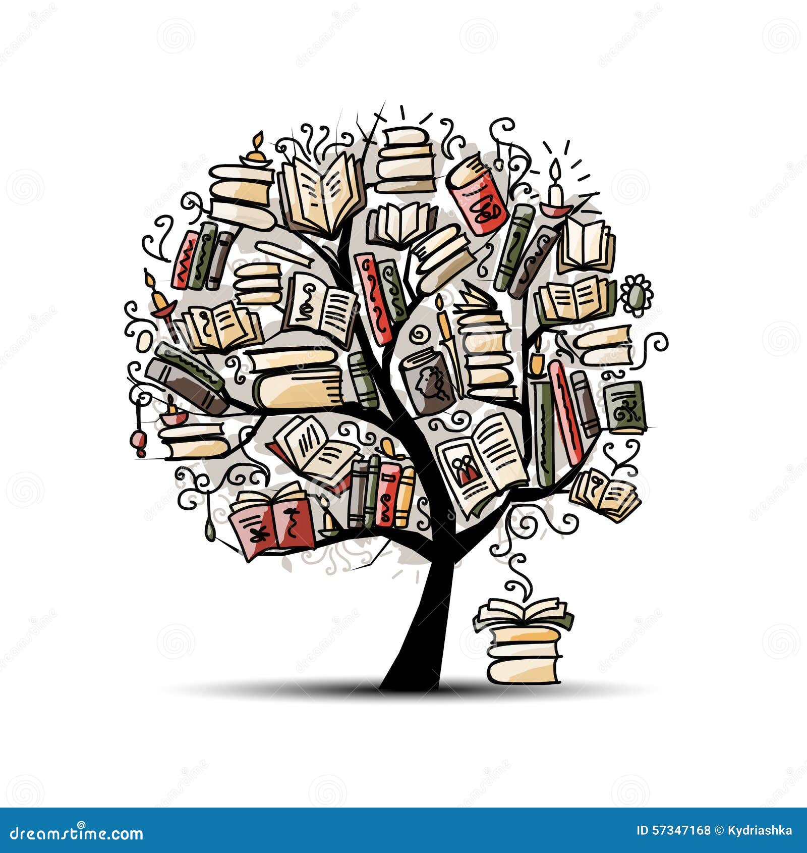 Book Tree, Sketch for Your Design Stock Vector - Illustration of ...