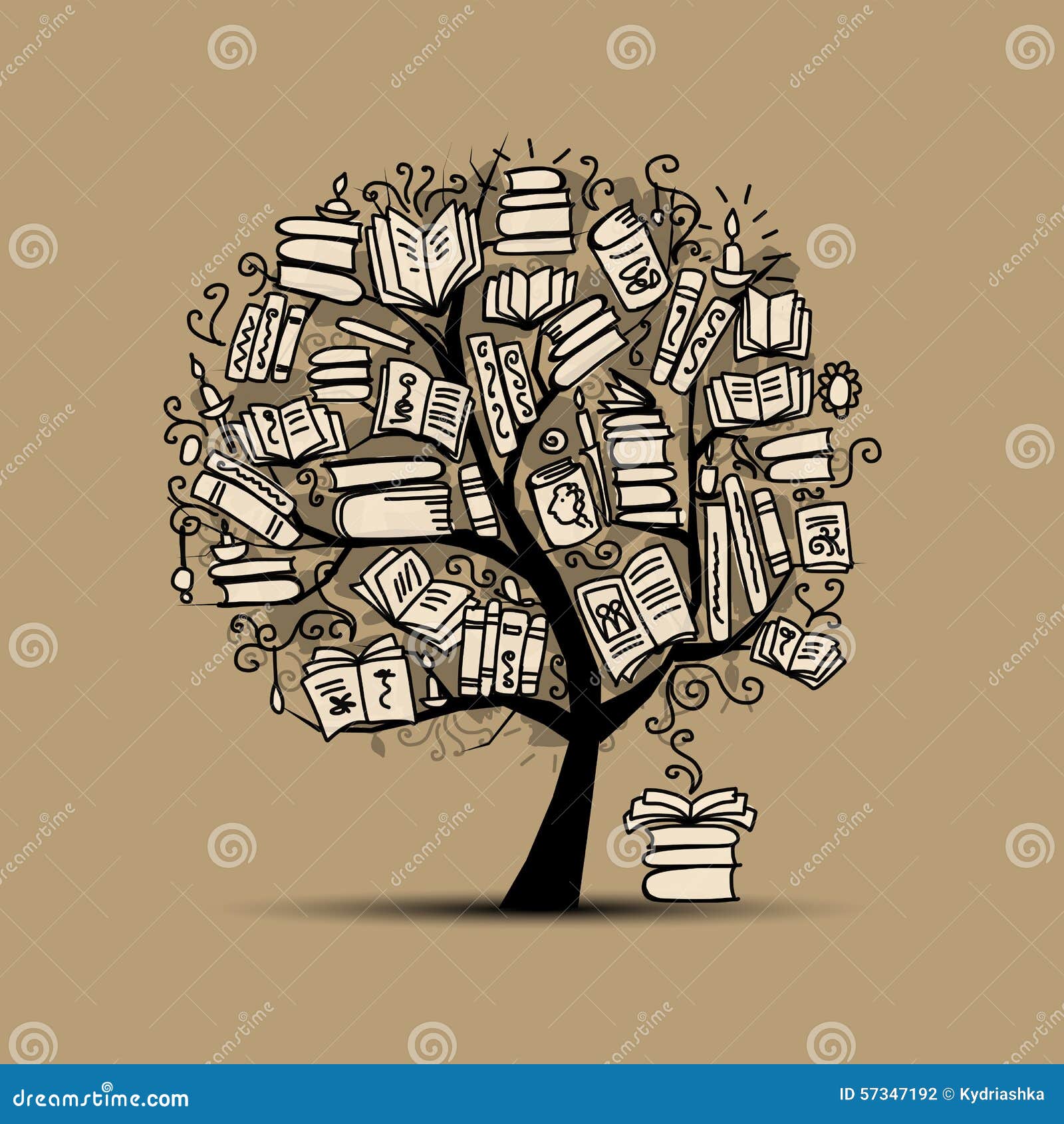 Book Tree, Sketch for Your Design Stock Vector - Illustration of icon ...