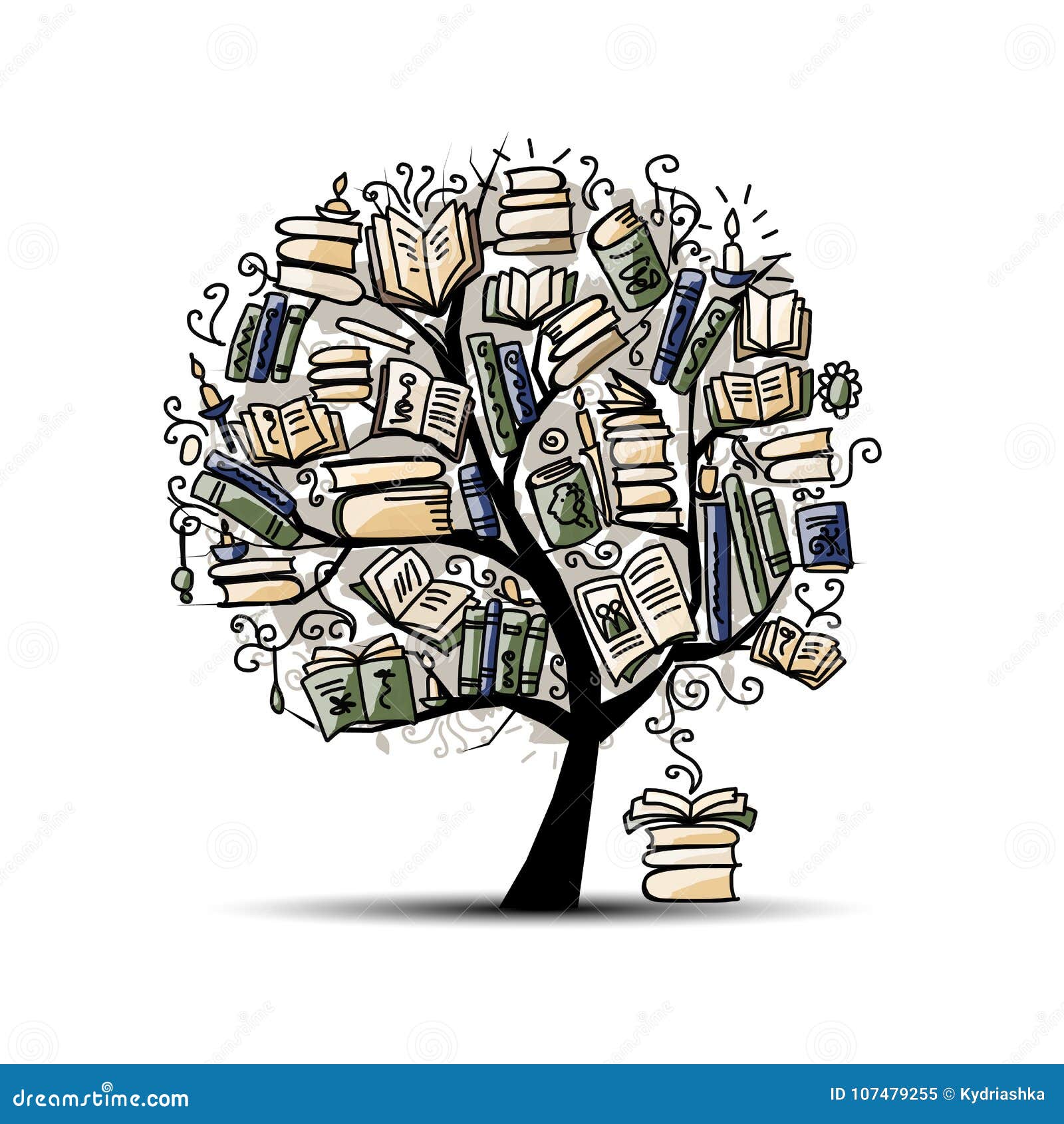 Book Tree, Sketch for Your Design Stock Vector - Illustration of ...