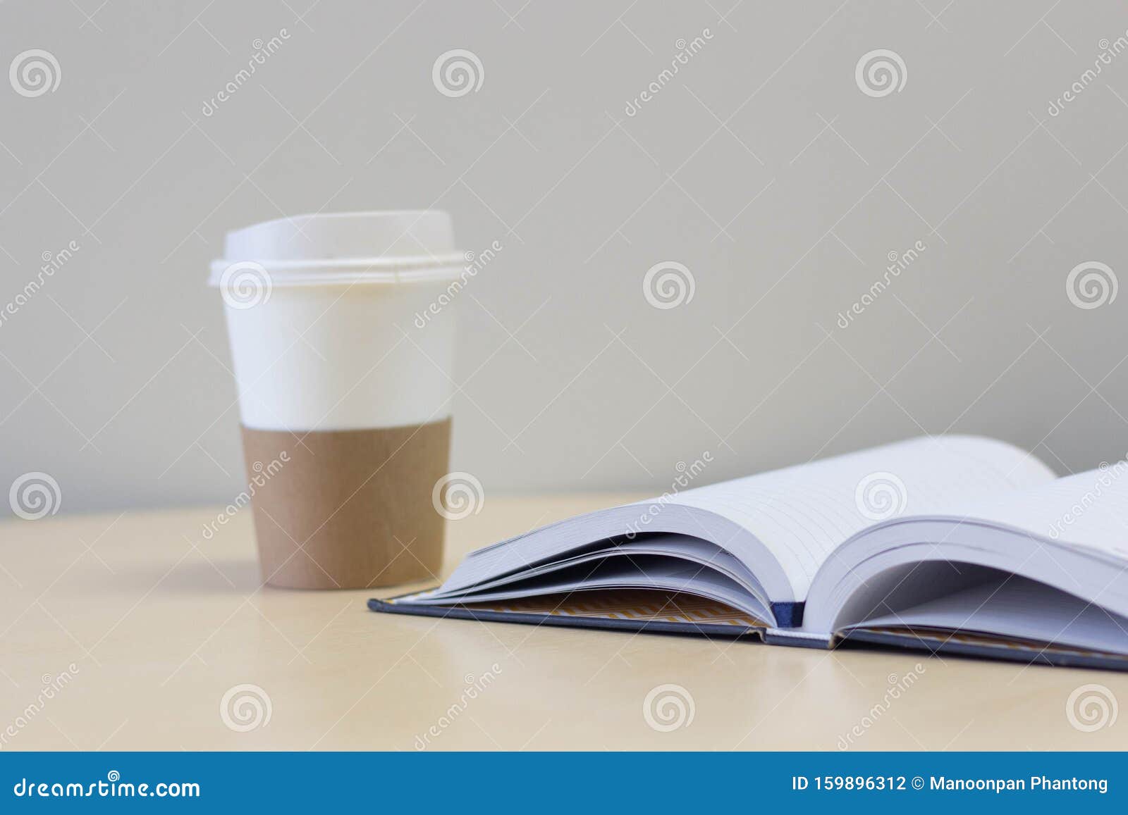 Book Turning Pages and a Paper Cup Coffee Stock Photo - Image of dark ...