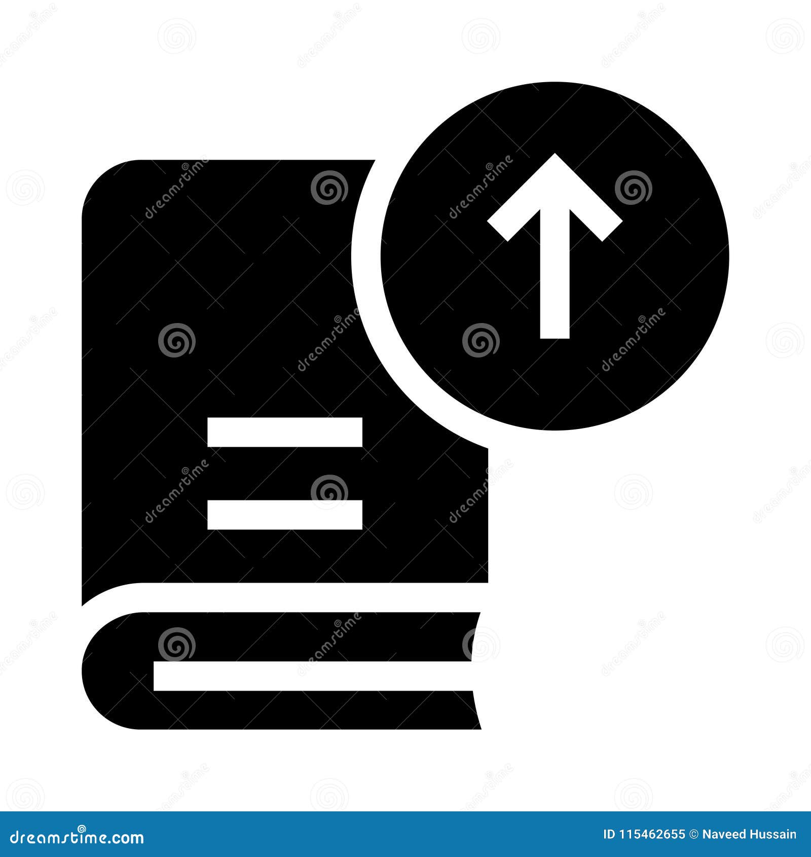 Book upload glyphs icon stock illustration. Illustration of research ...