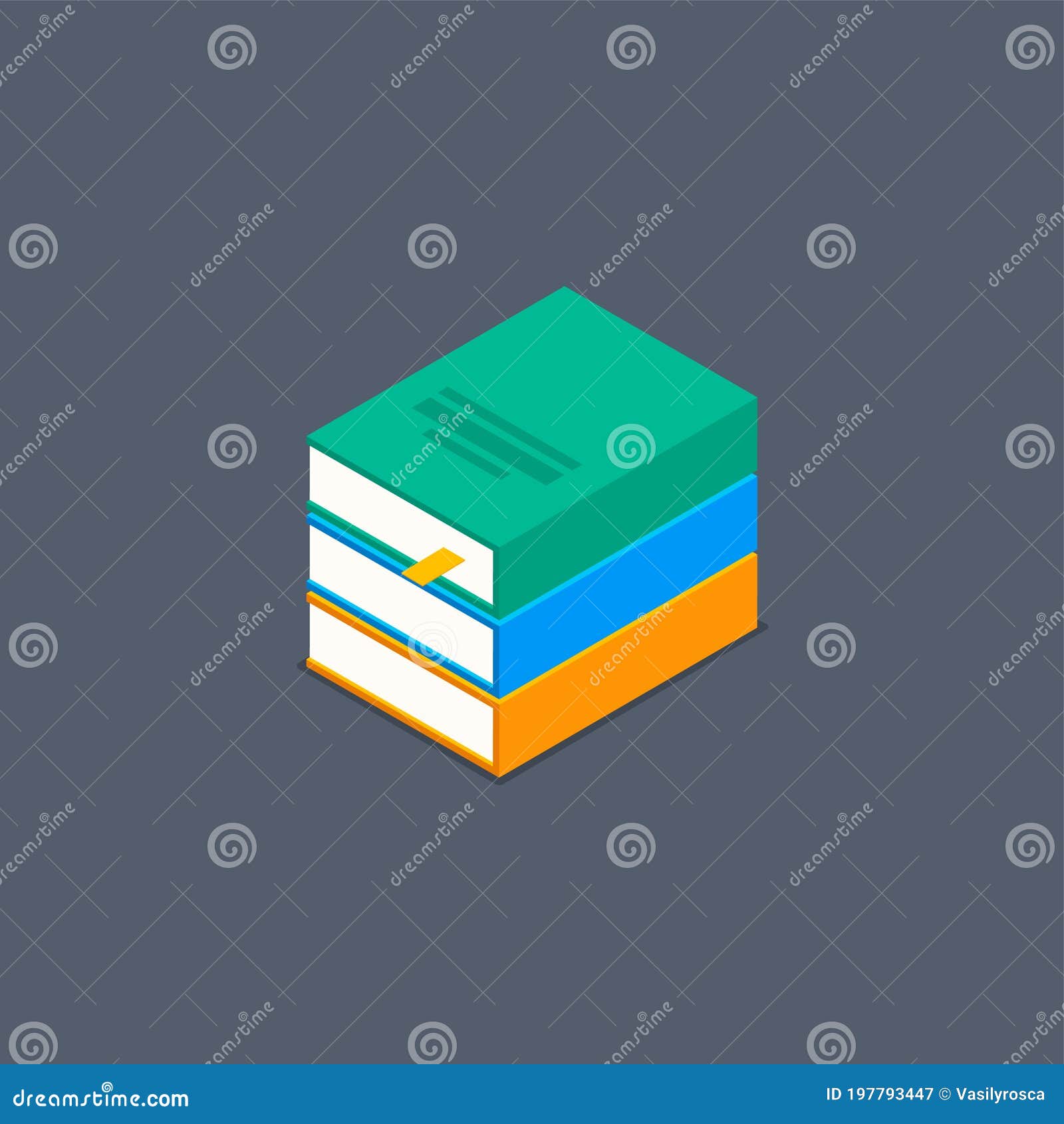 Book Vector Isometric Stack School Illustration Icon. Children Books ...