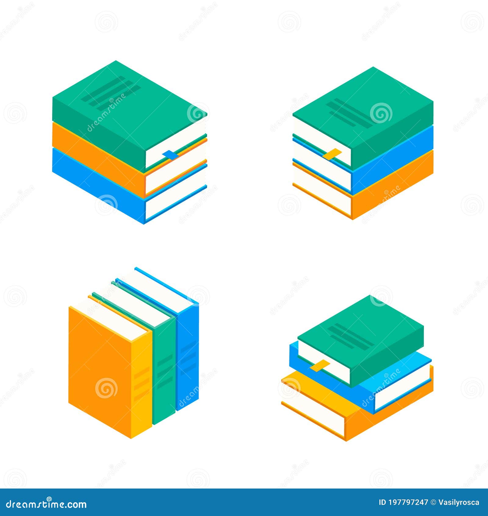 Book Vector Isometric Stack School Illustration Icon. Children Books ...
