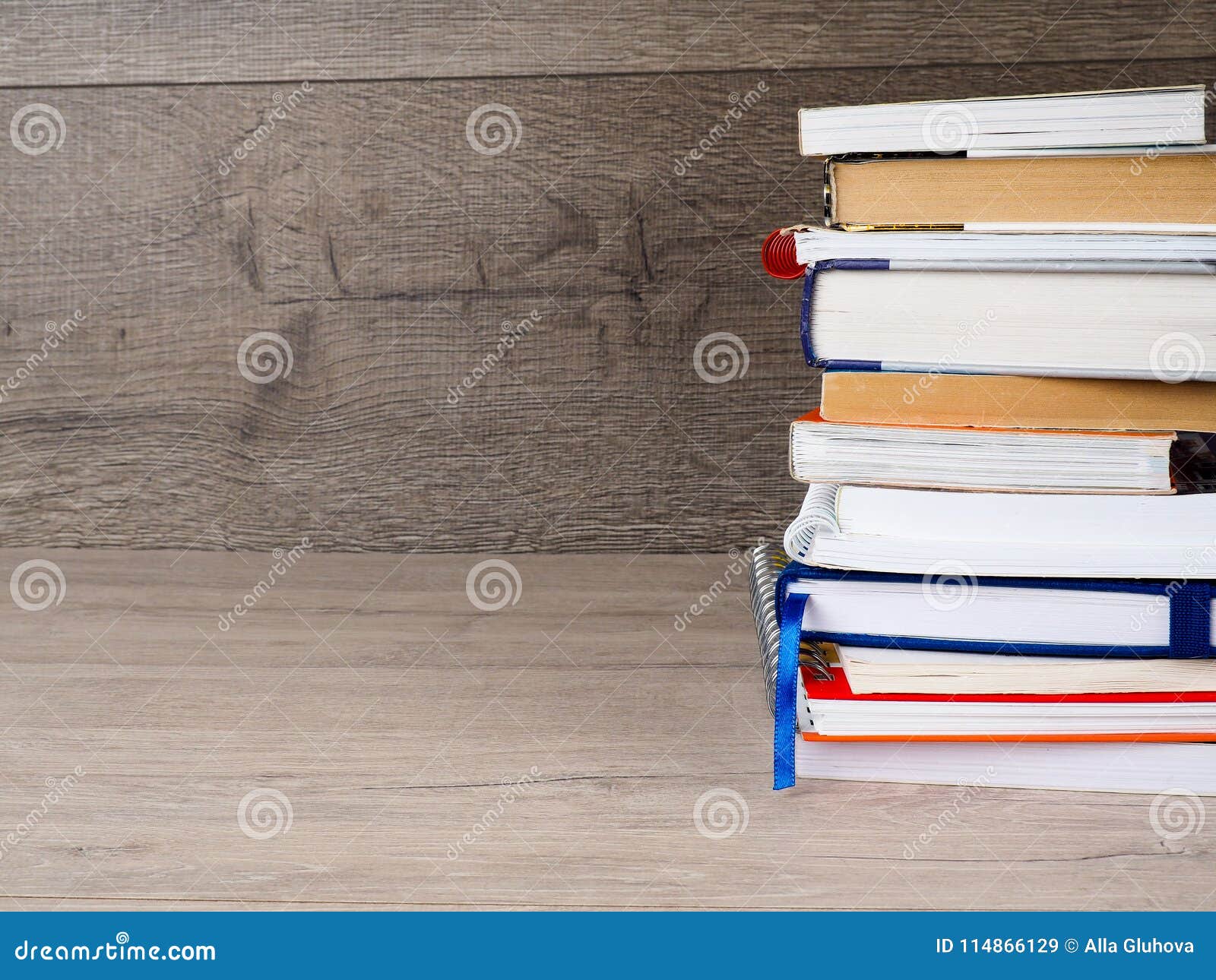 The Book is on a Wooden Table. Stock Image - Image of paper, reading ...