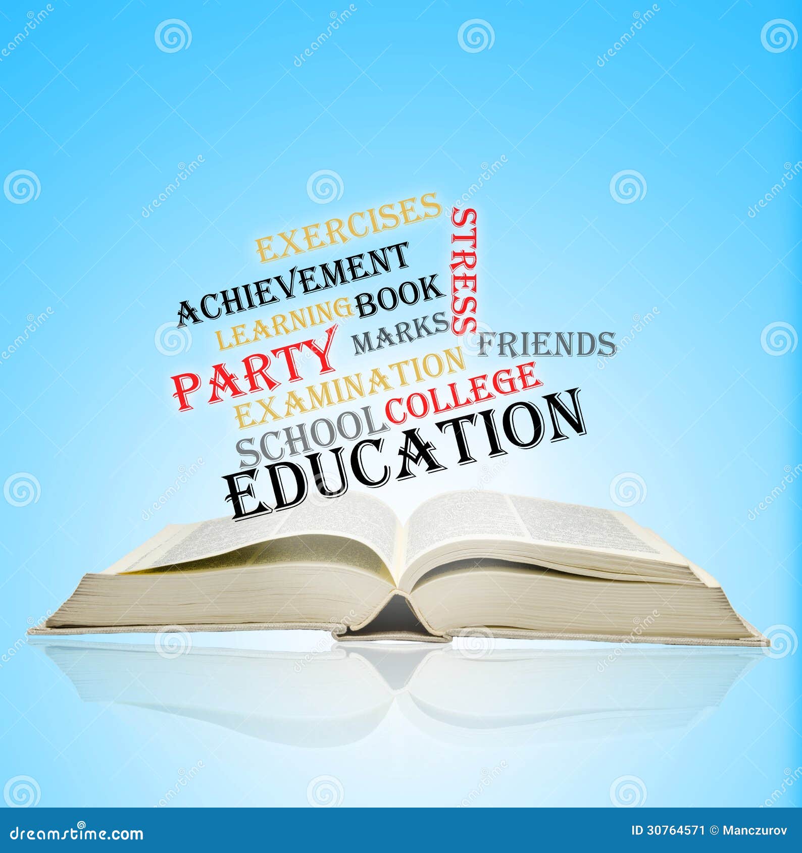 Book with Word Collage. Education Stock Image - Image of open, novel ...