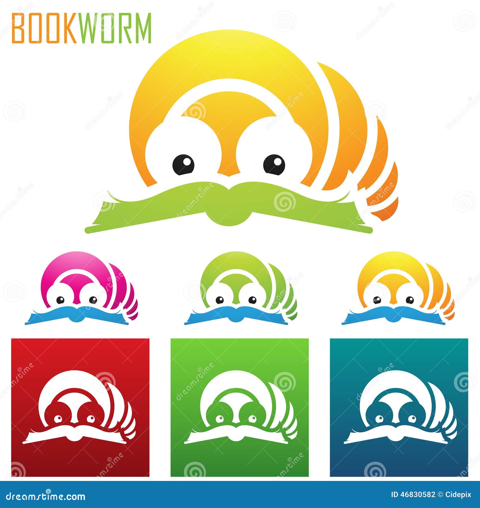 Book worm icons stock vector. Illustration of metro, logo - 46830582