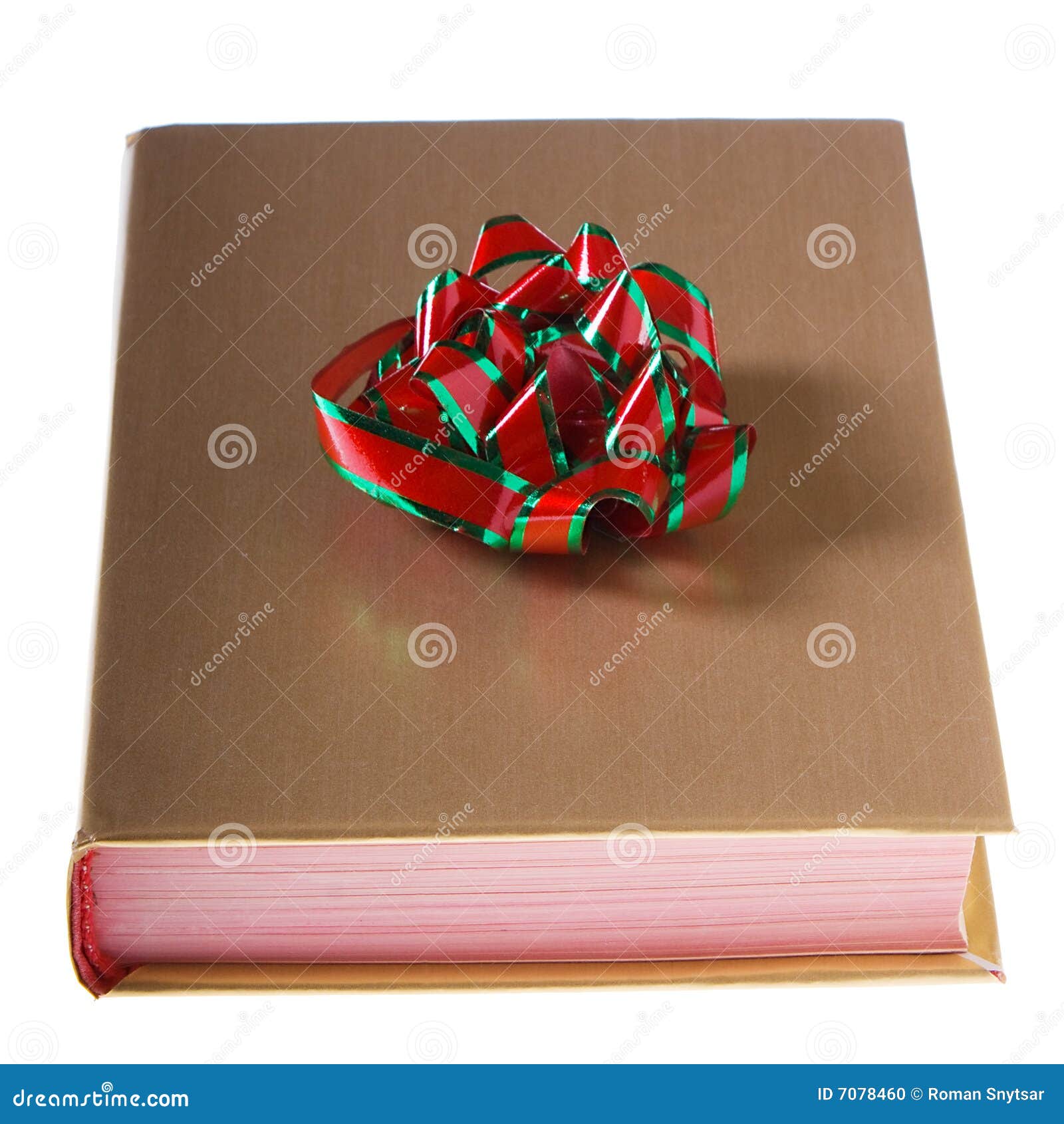 Book Wrapped in Gold with Red Green Bow Stock Photo - Image of ...