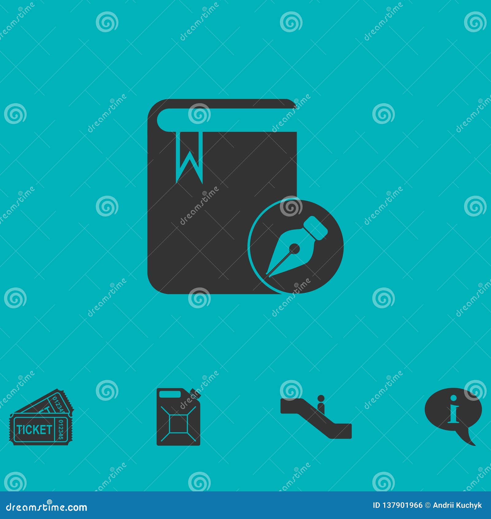 Book write icon flat stock vector. Illustration of letter - 137901966