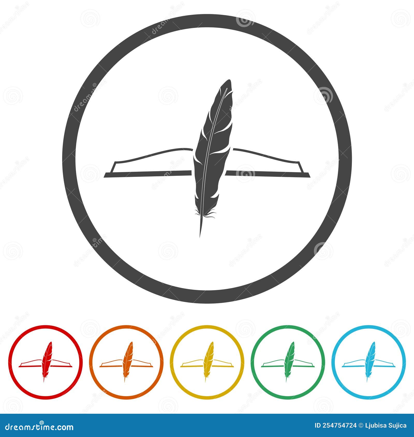 Book Write Icon. Set Icons in Color Circle Buttons Stock Vector ...
