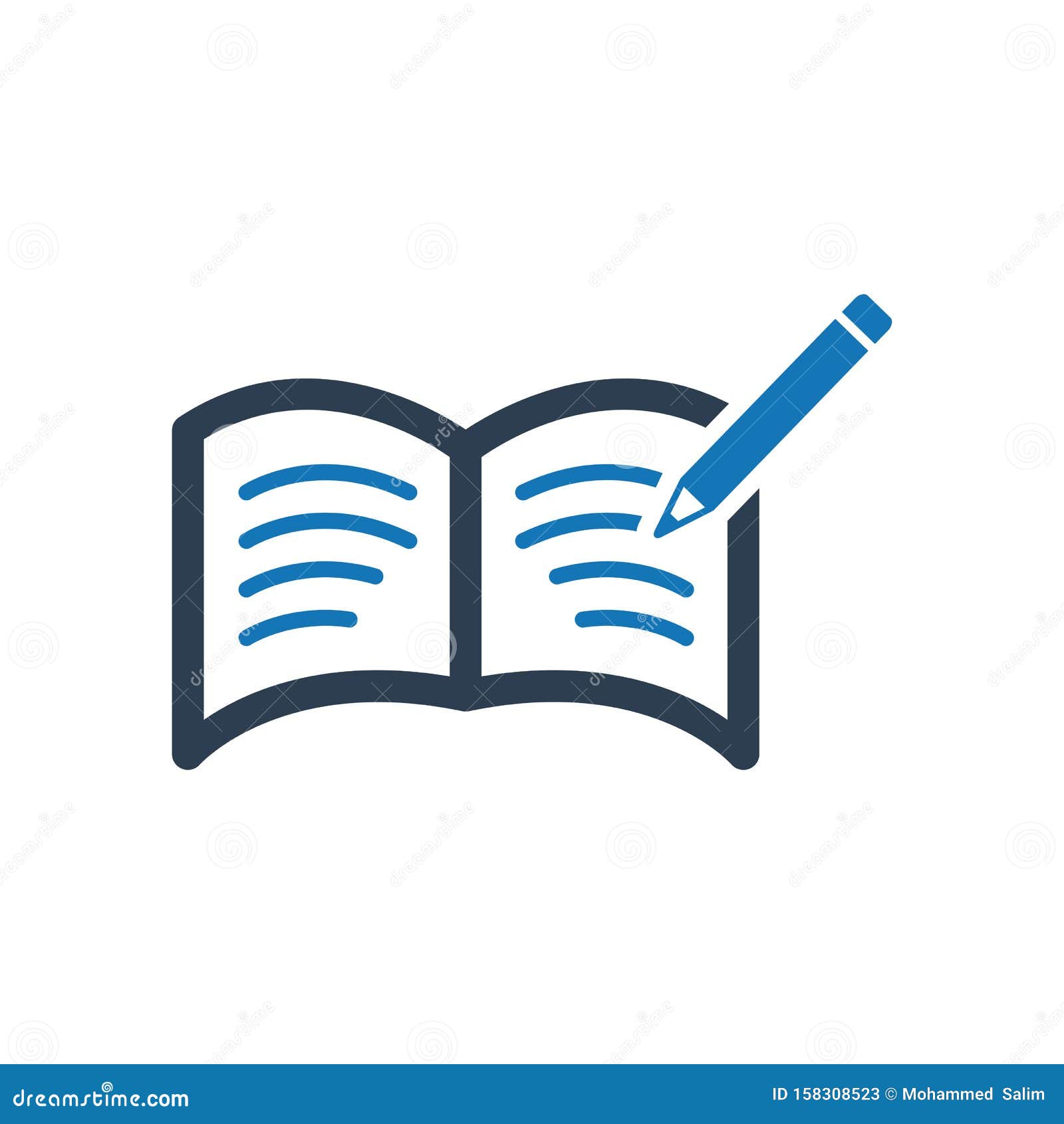 Book Writing Icon. Vector Graphics Stock Vector - Illustration of ...