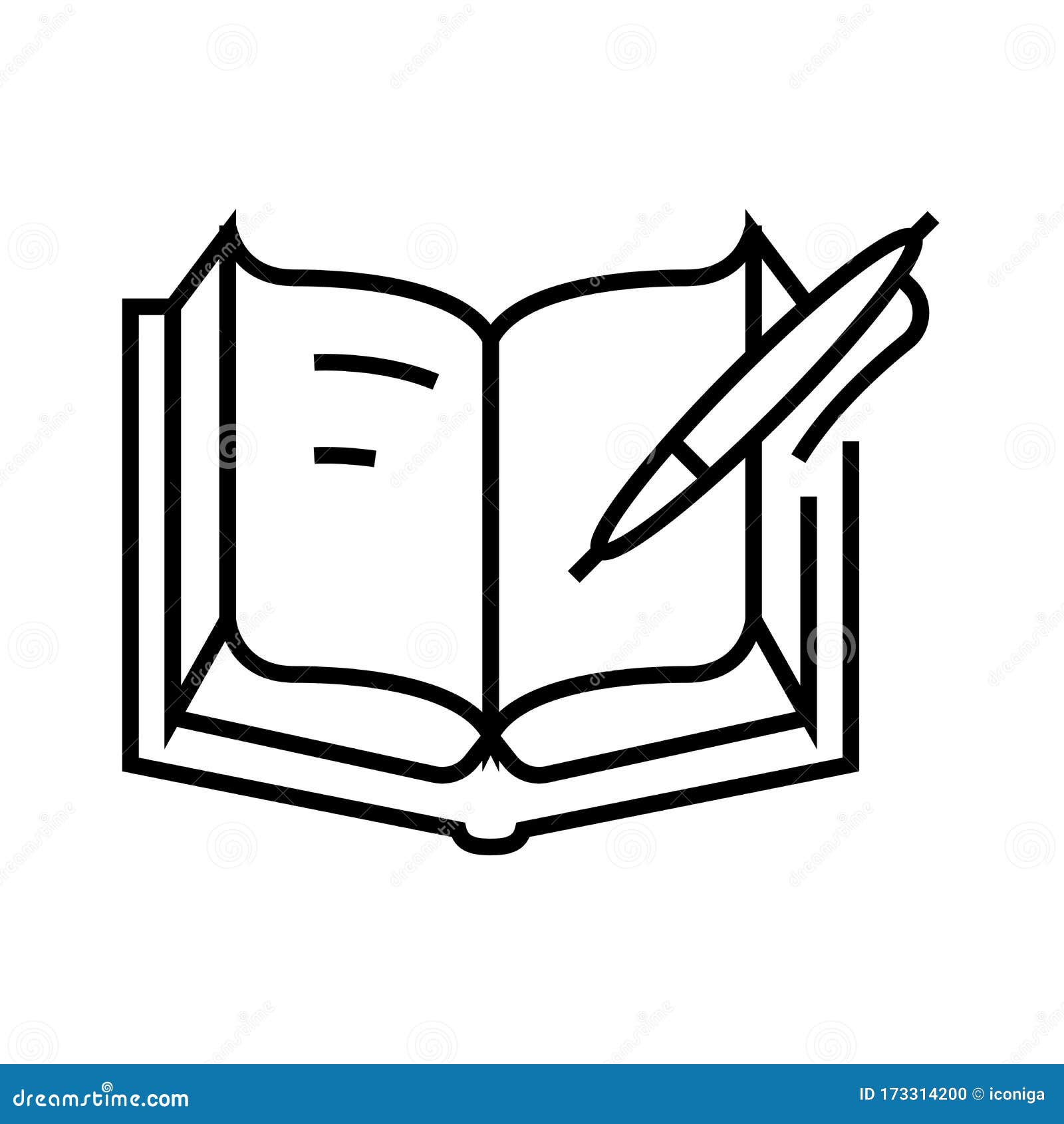 Book Writing Line Icon, Concept Sign, Outline Vector Illustration ...