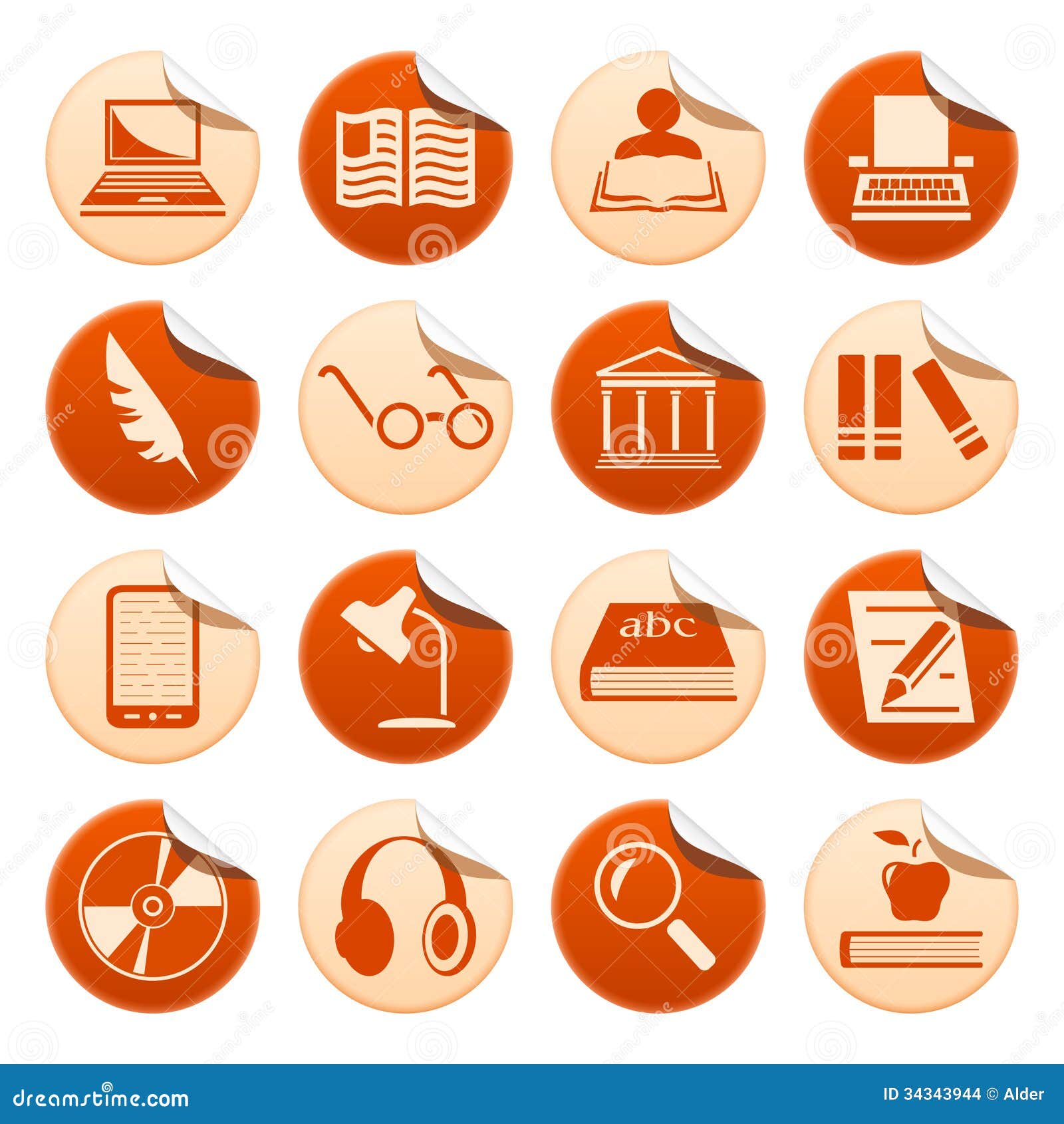 Book Writing and Reading Stickers Stock Vector - Illustration of disc ...