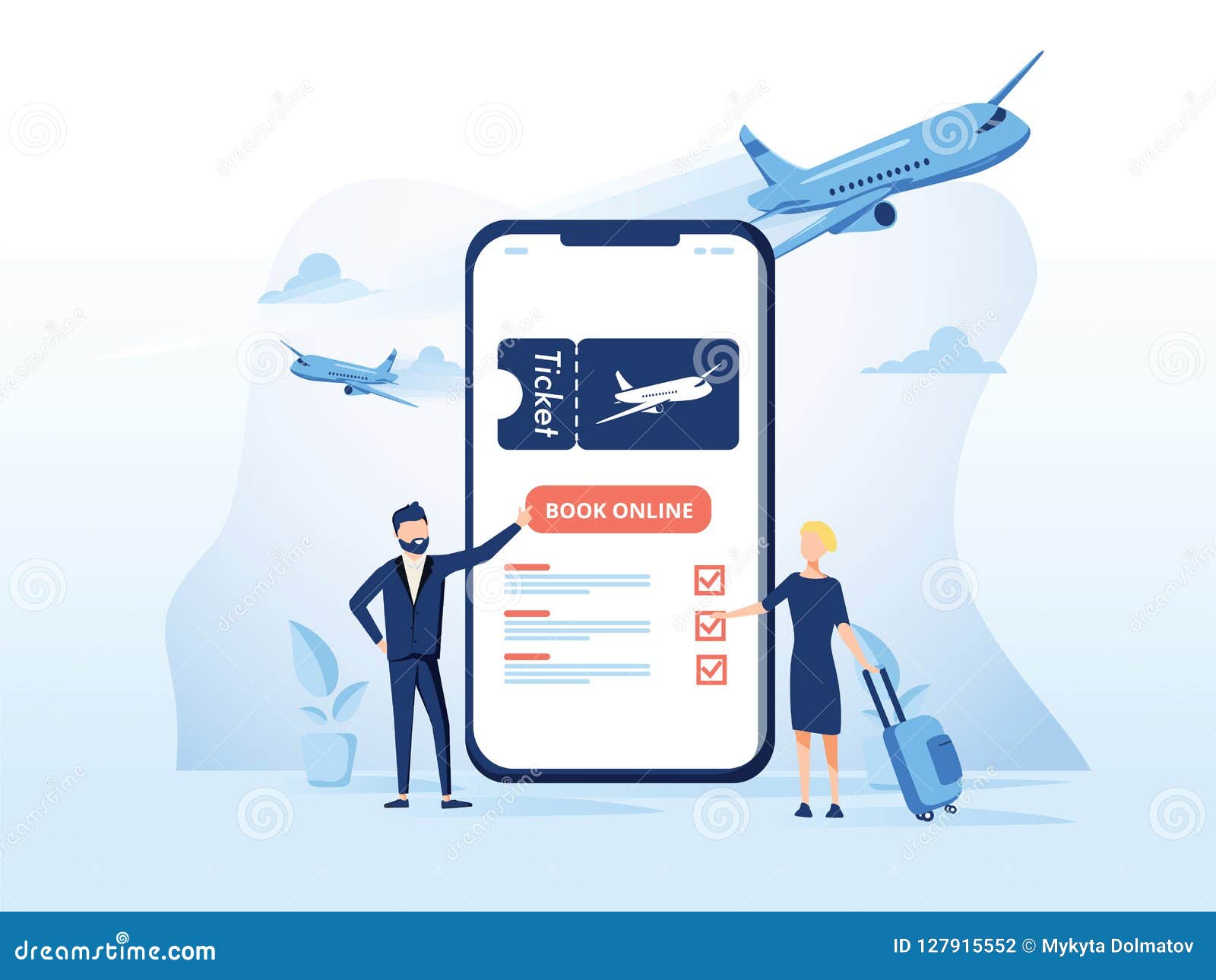 Book Your Flight Concept for Application or Landing Page. Modern Stock ...