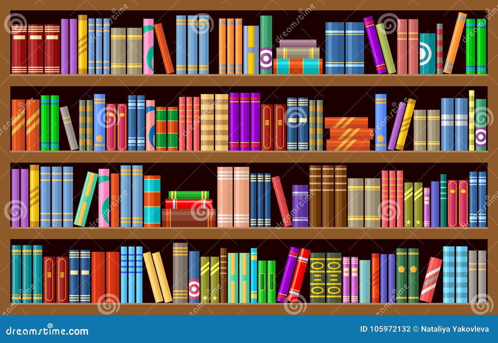 Bookcase with books stock vector. Illustration of catalog - 105972132