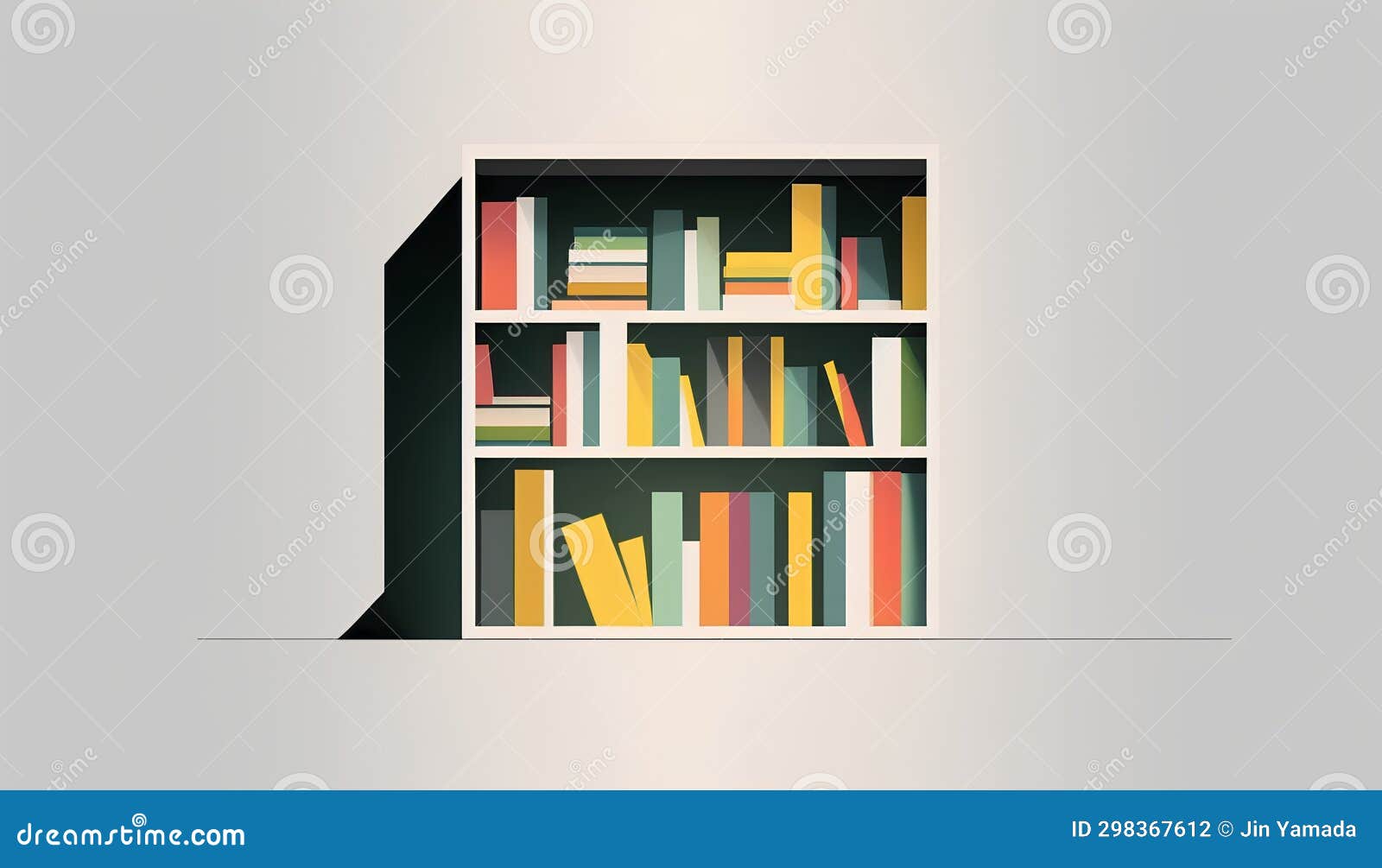 Bookcase with Books. Vector Illustration of a Bookcase in Flat Style ...