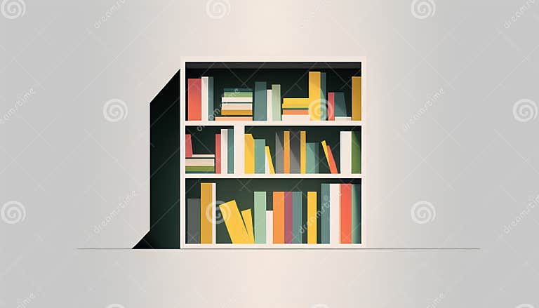 Bookcase with Books. Vector Illustration of a Bookcase in Flat Style ...