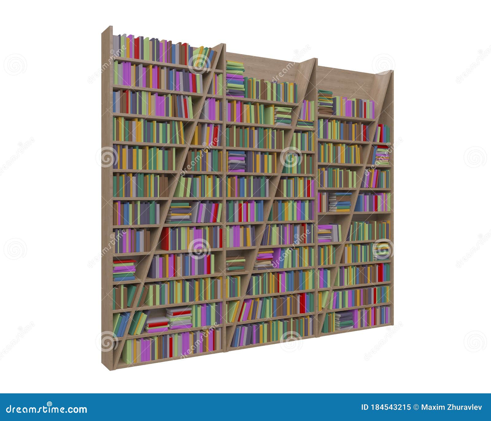 Bookcase Bookshelves Isolated on White 3d Illustration Stock ...