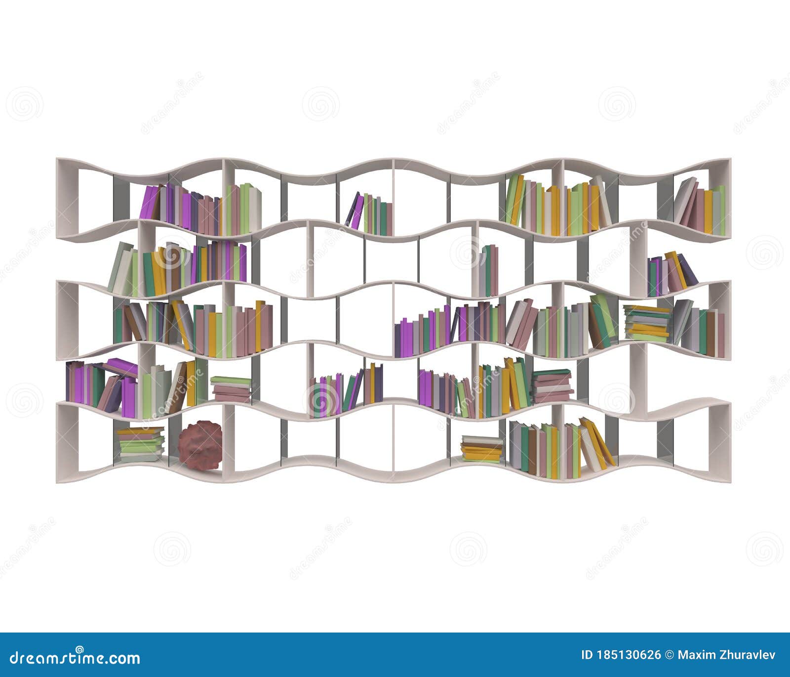 Bookcase Bookshelves Isolated on White 3d Illustration Stock ...