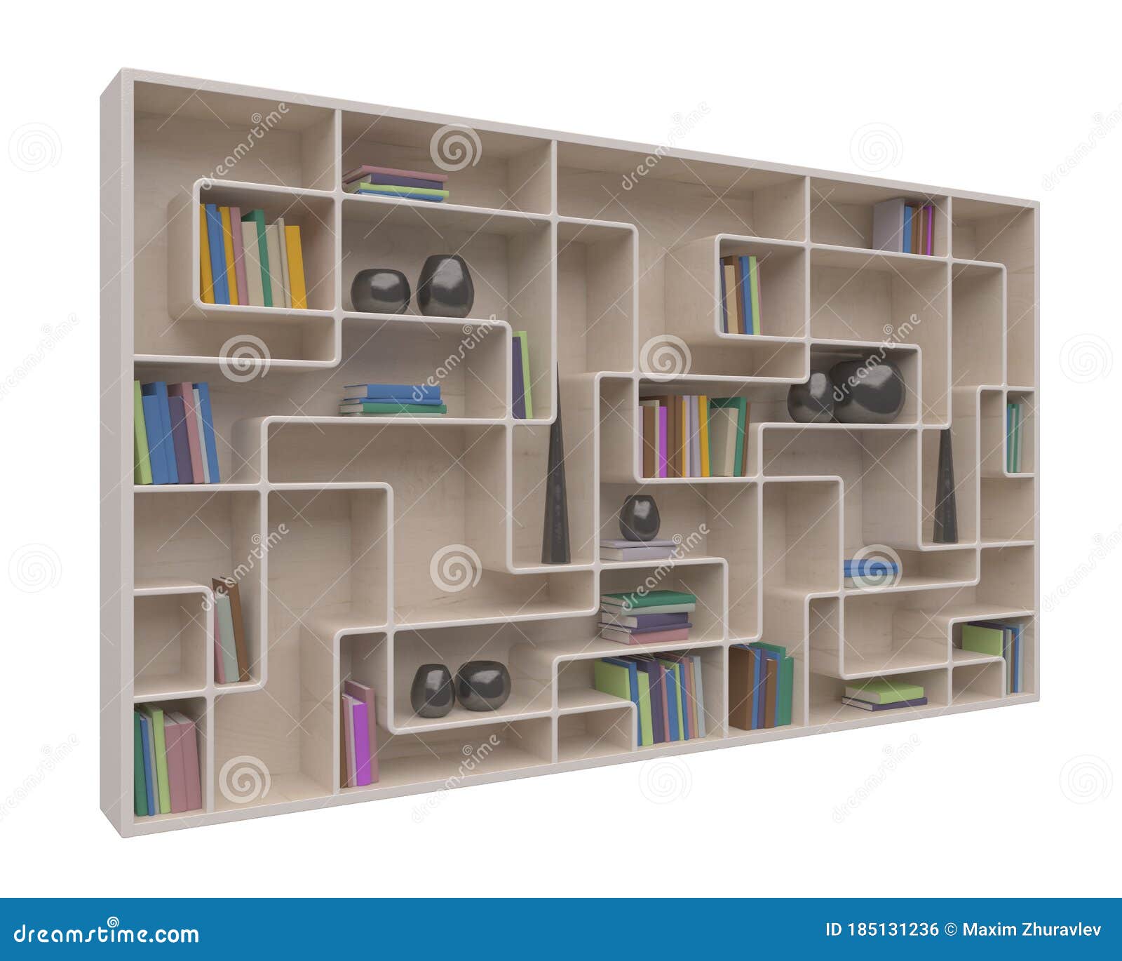 Bookcase Bookshelves Isolated on White 3d Illustration Stock ...
