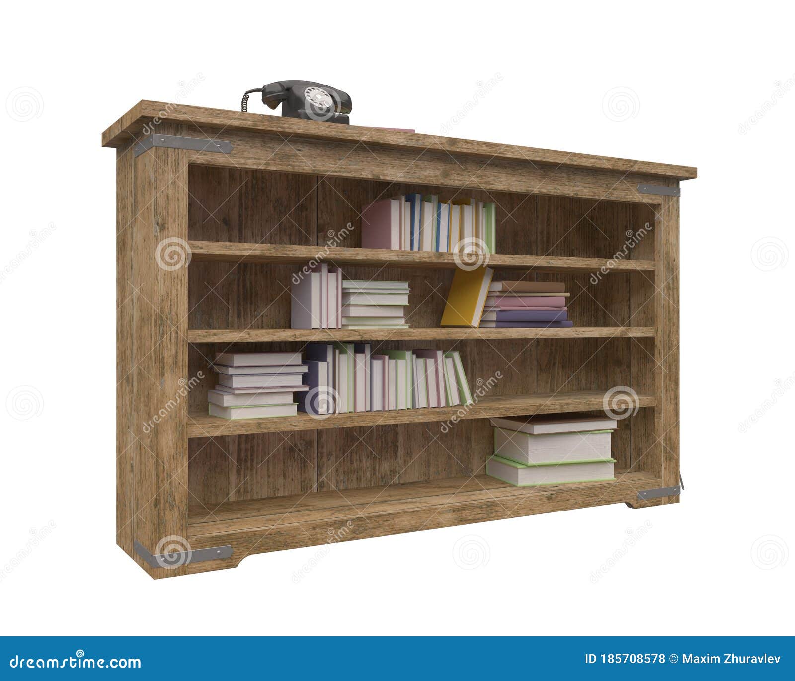 Bookcase Bookshelves Isolated on White 3d Illustration Stock ...