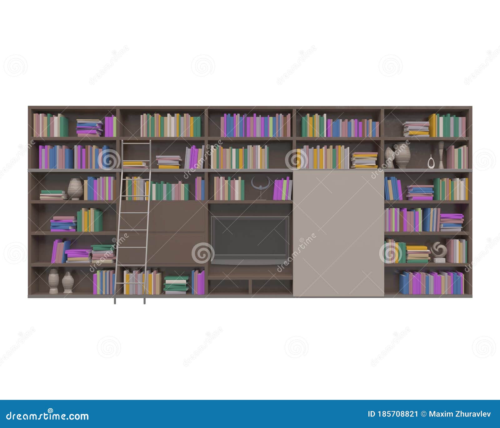 Bookcase Bookshelves Isolated on White 3d Illustration Stock ...