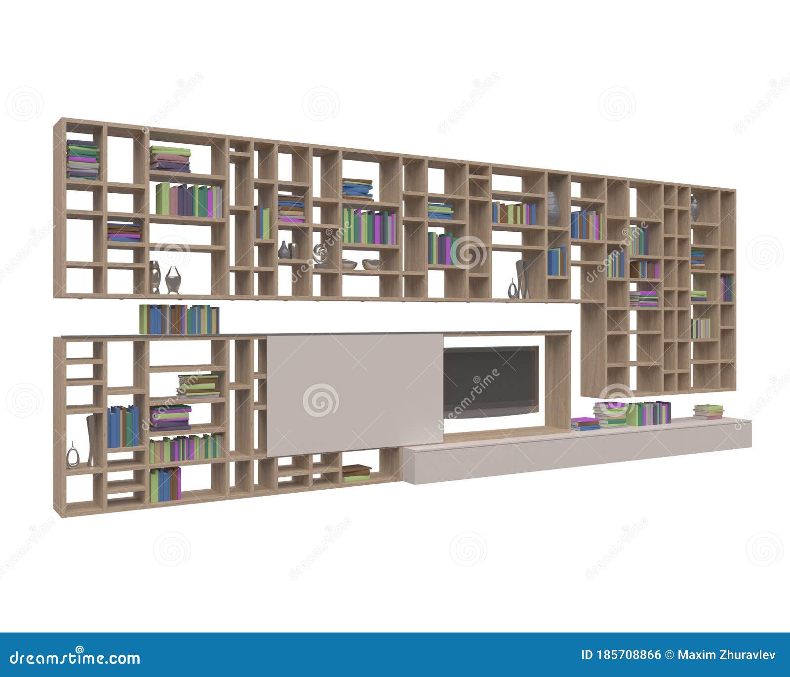 Bookcase Bookshelves Isolated on White 3d Illustration Stock ...