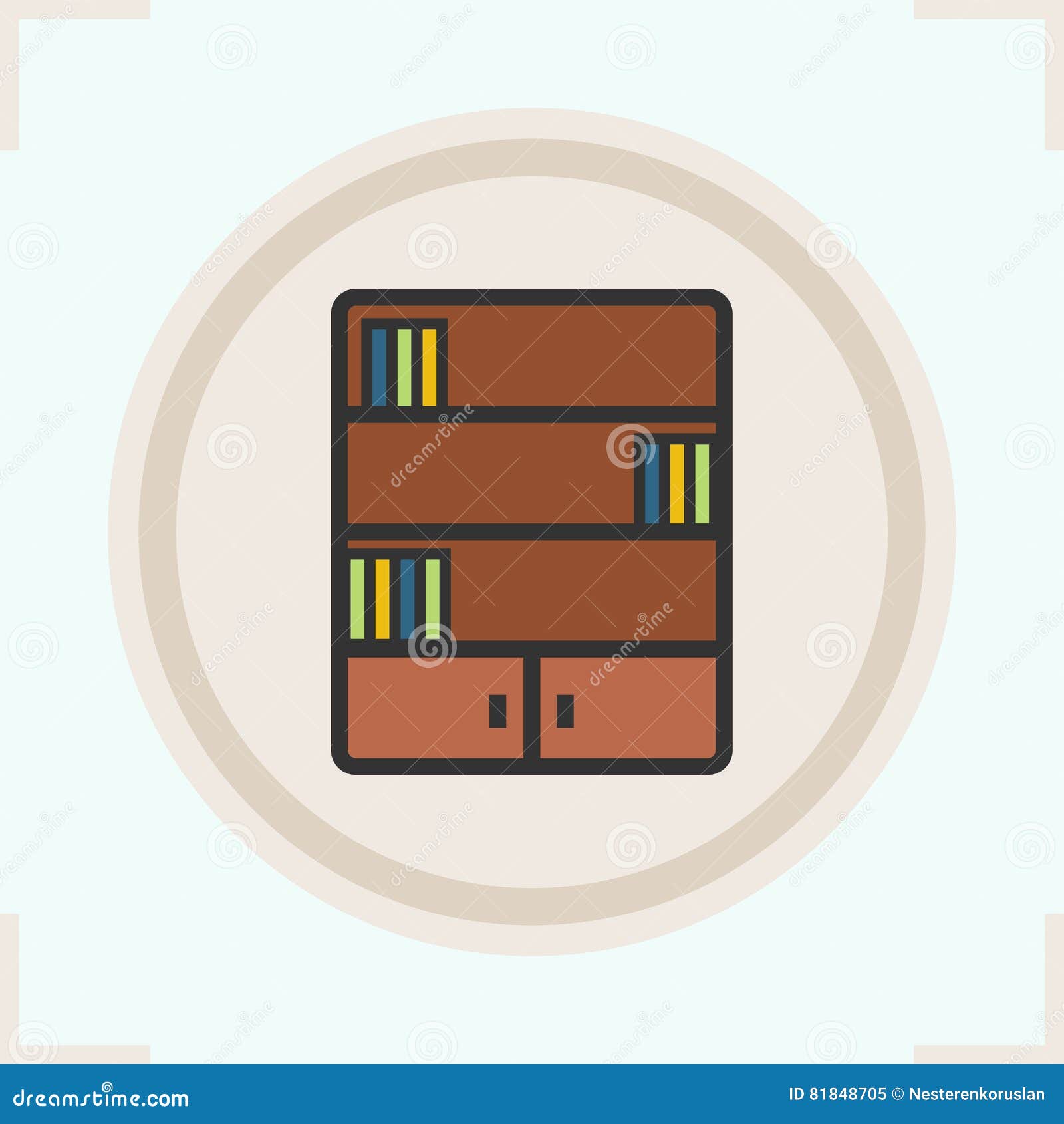 Bookcase color icon stock vector. Illustration of items - 81848705