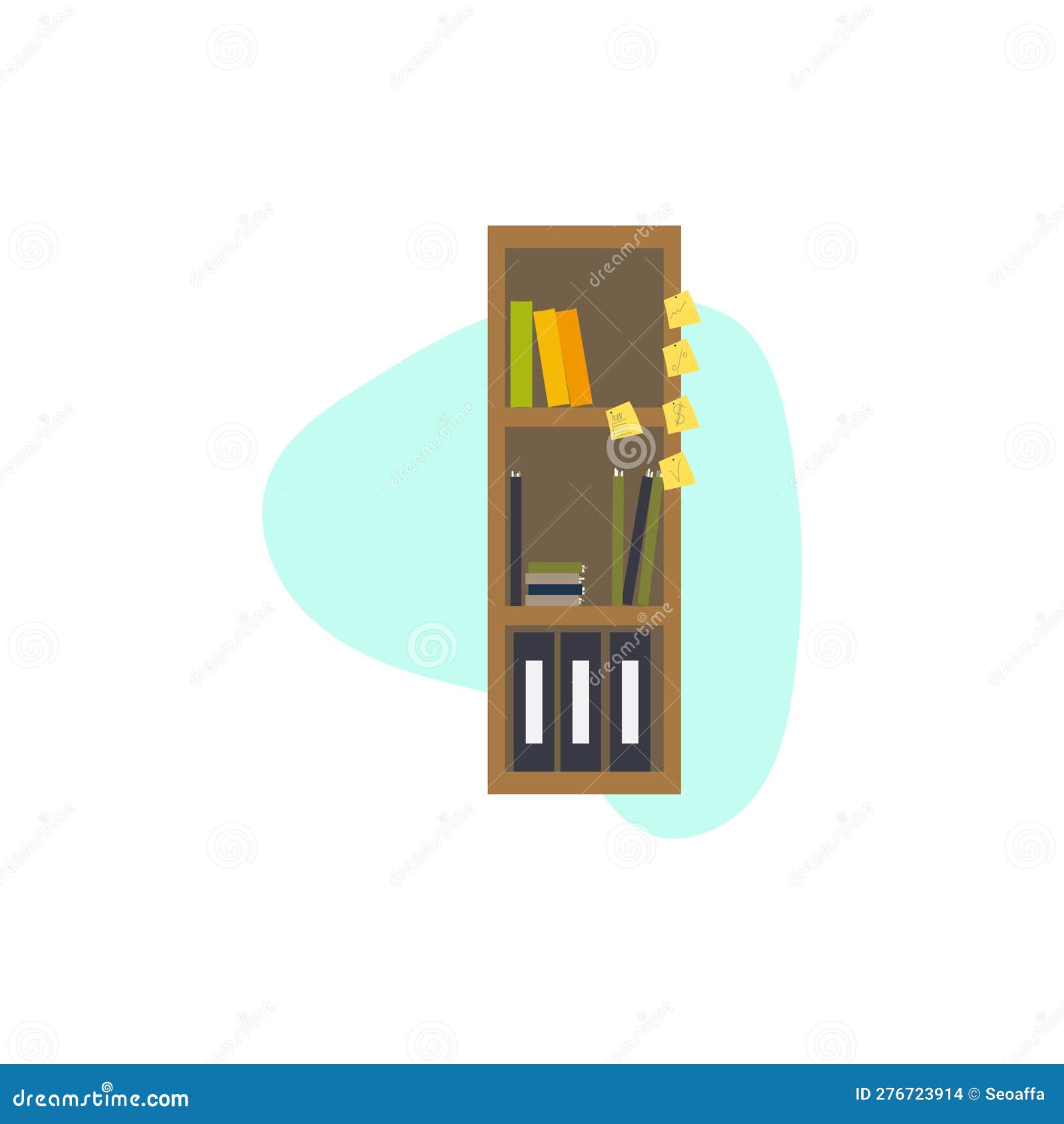 A Bookcase for Documents Storage in Office Interior. Vector ...